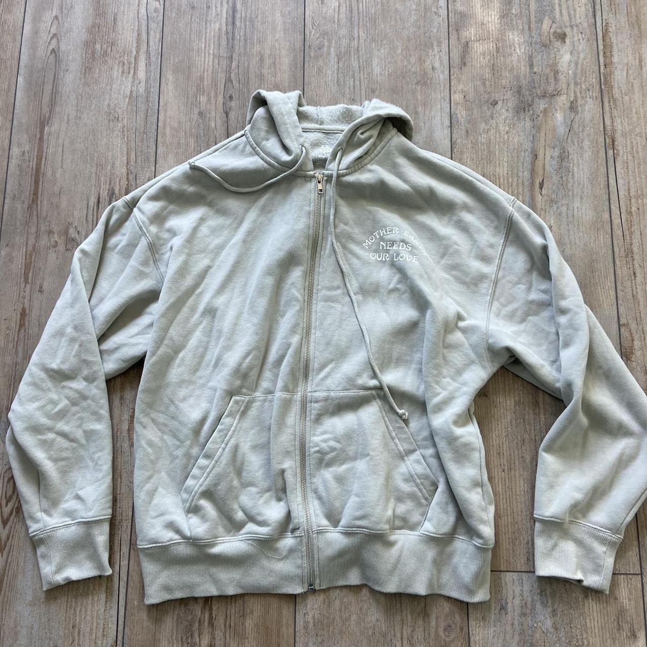 pacsun “mother nature needs our love” oversized sage... - Depop