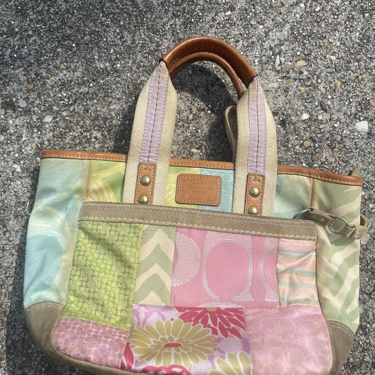 Cute Small Vintage patchwork Coach handbag. 100%... - Depop