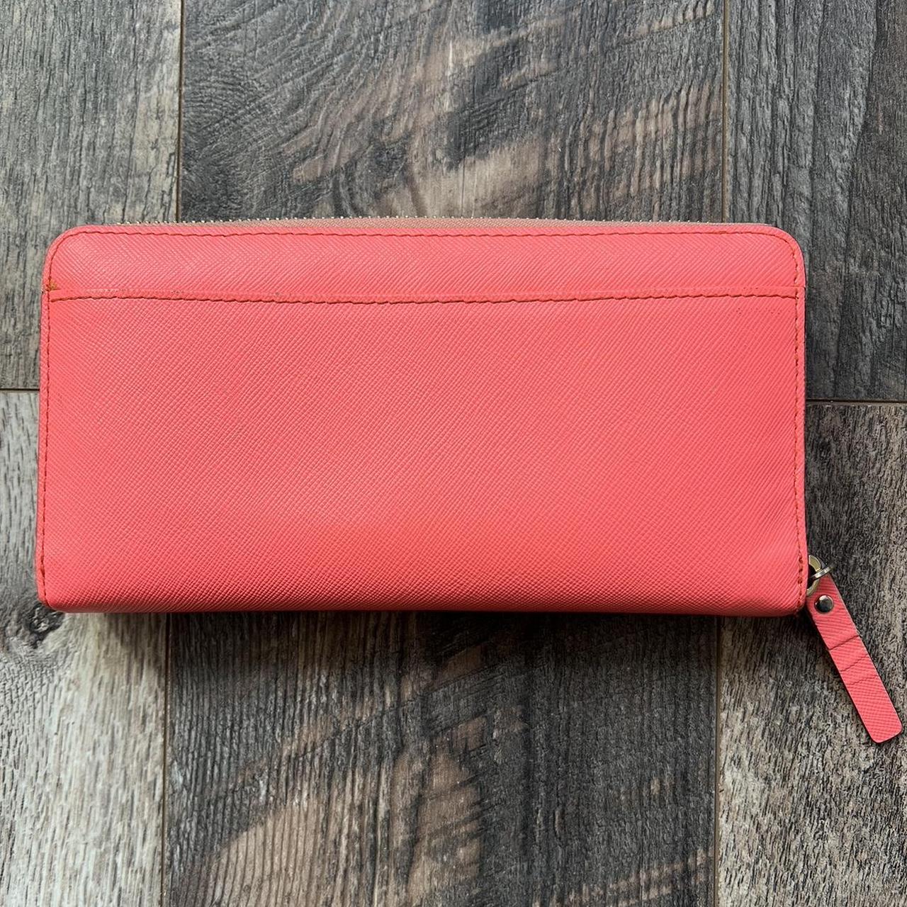 Kate Spade bright coral wallet Used with slight... - Depop