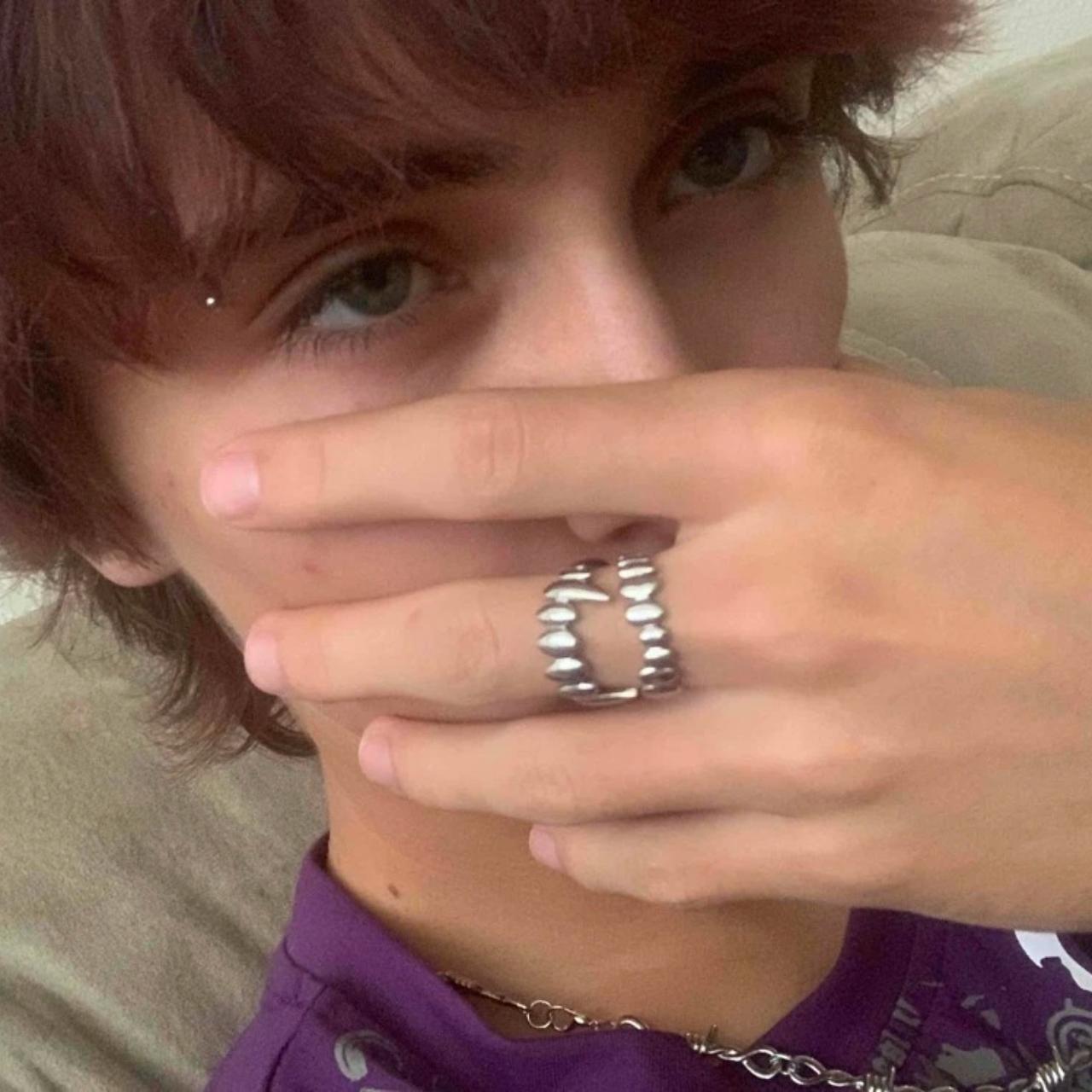 Wicked Silk Goth Emo Vampire Fang Ring 2pcs Set -... | Depop