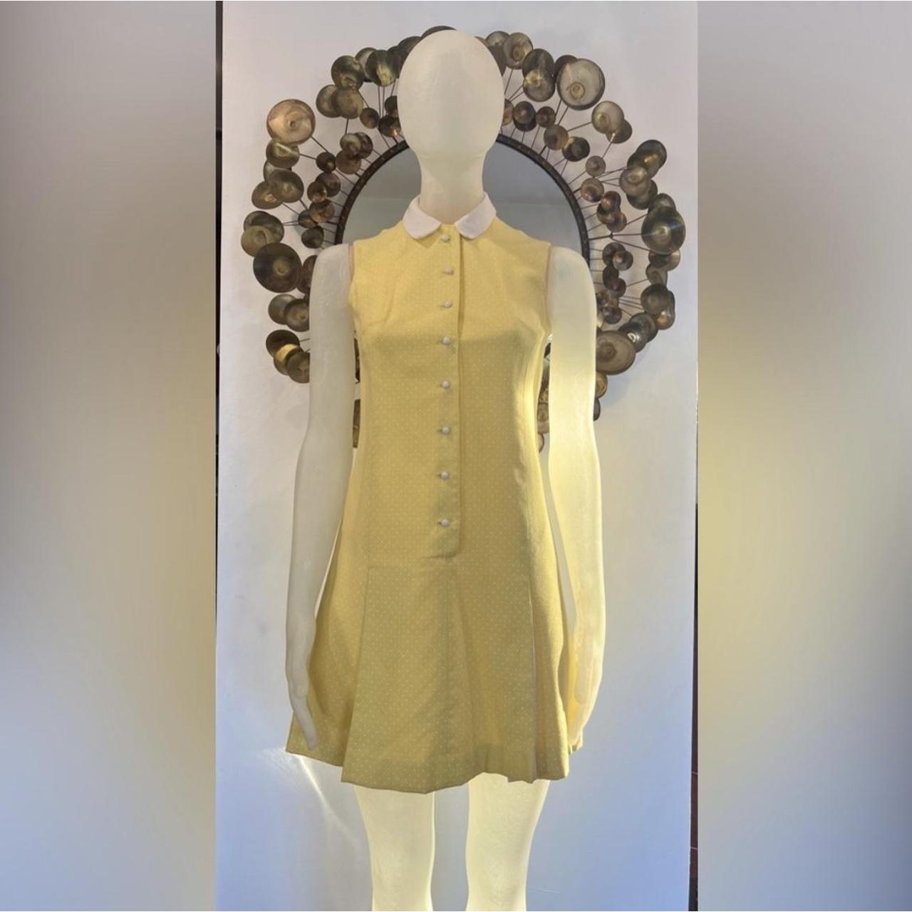Authentic 60s Mini Dress - color: yellow and white -... | Depop
