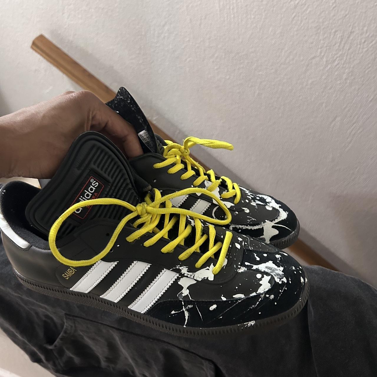 Custom sambas by me size 11 in mens *paint splatter... - Depop
