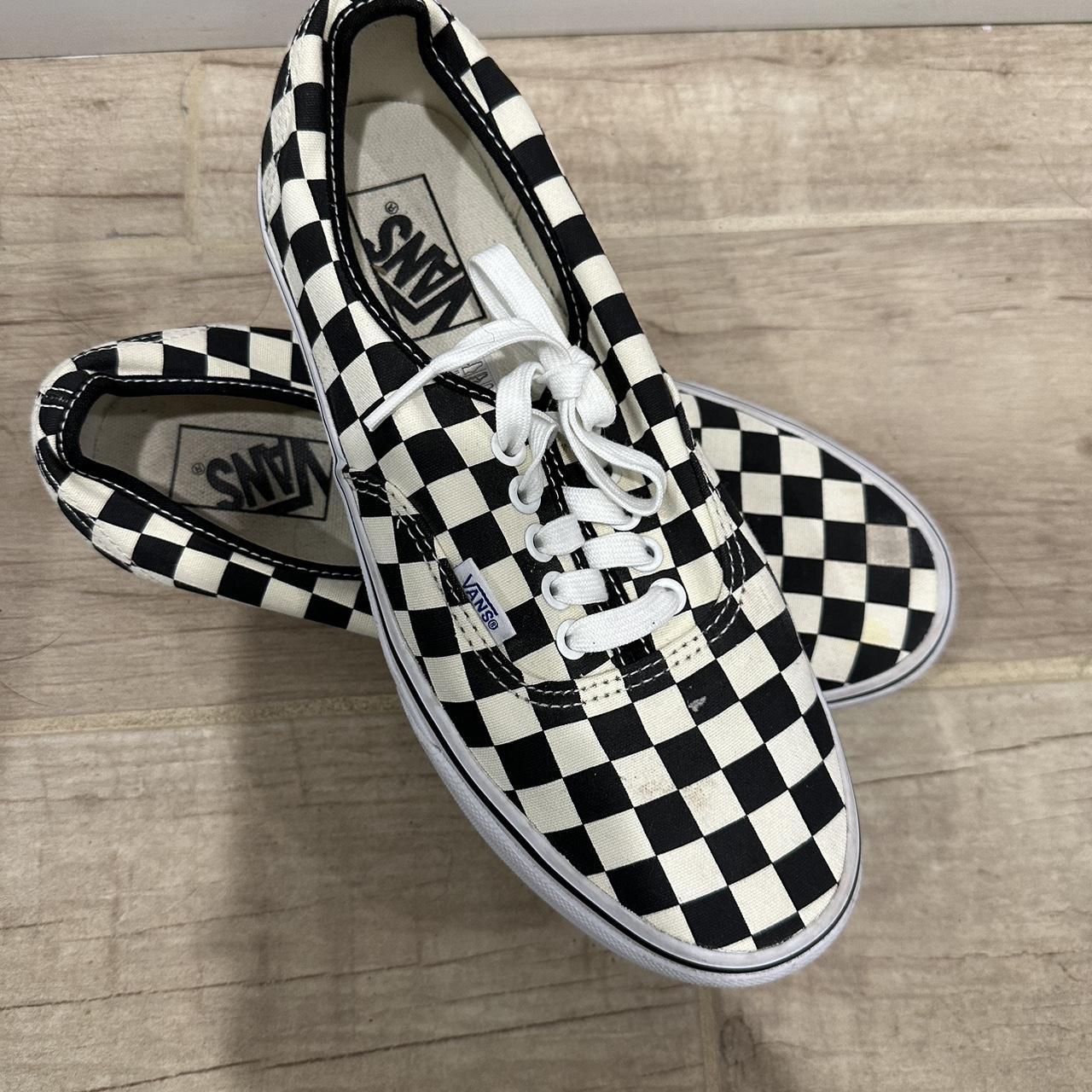 Black and white checkered classic vans women’s size... - Depop