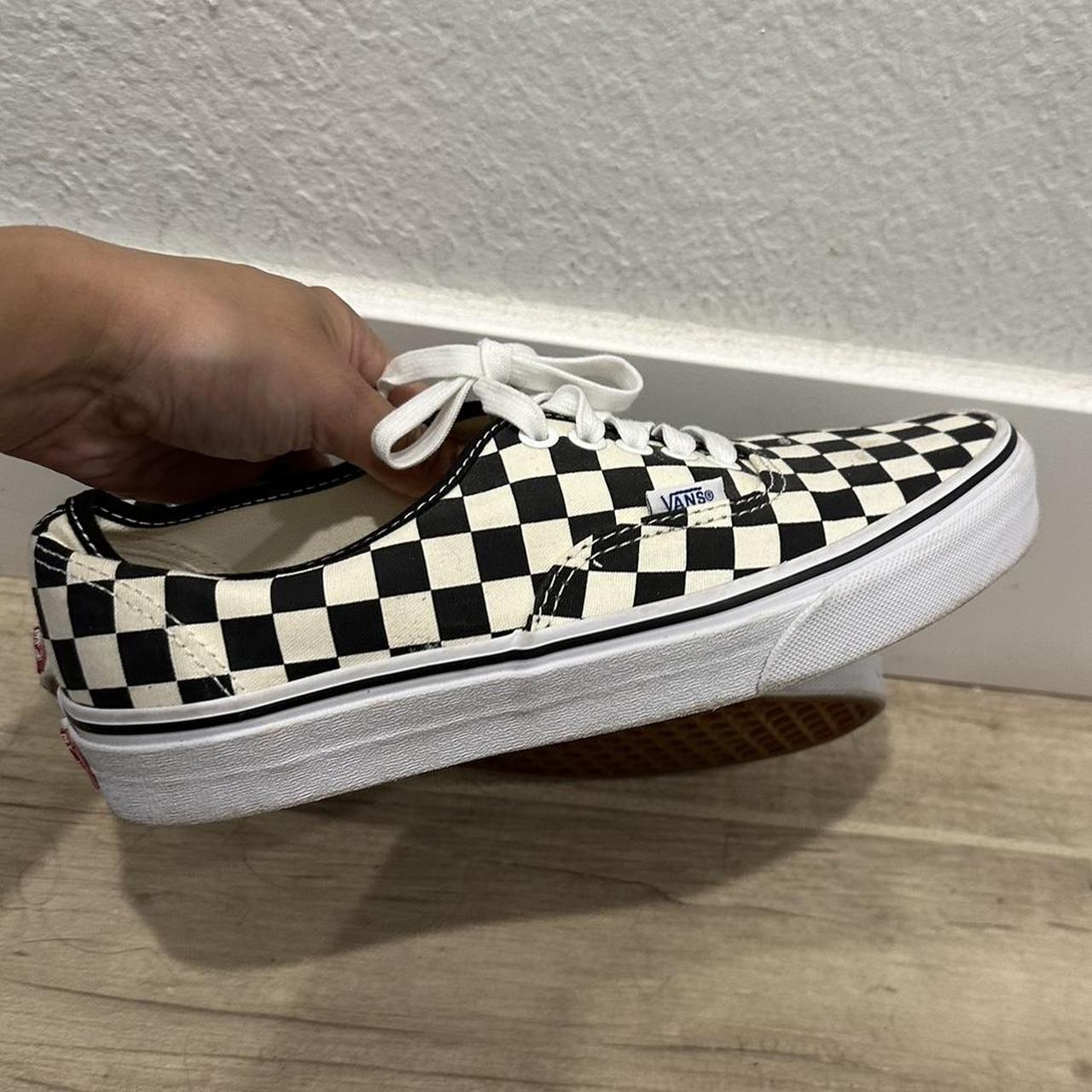 Black and white checkered classic vans women’s size... - Depop