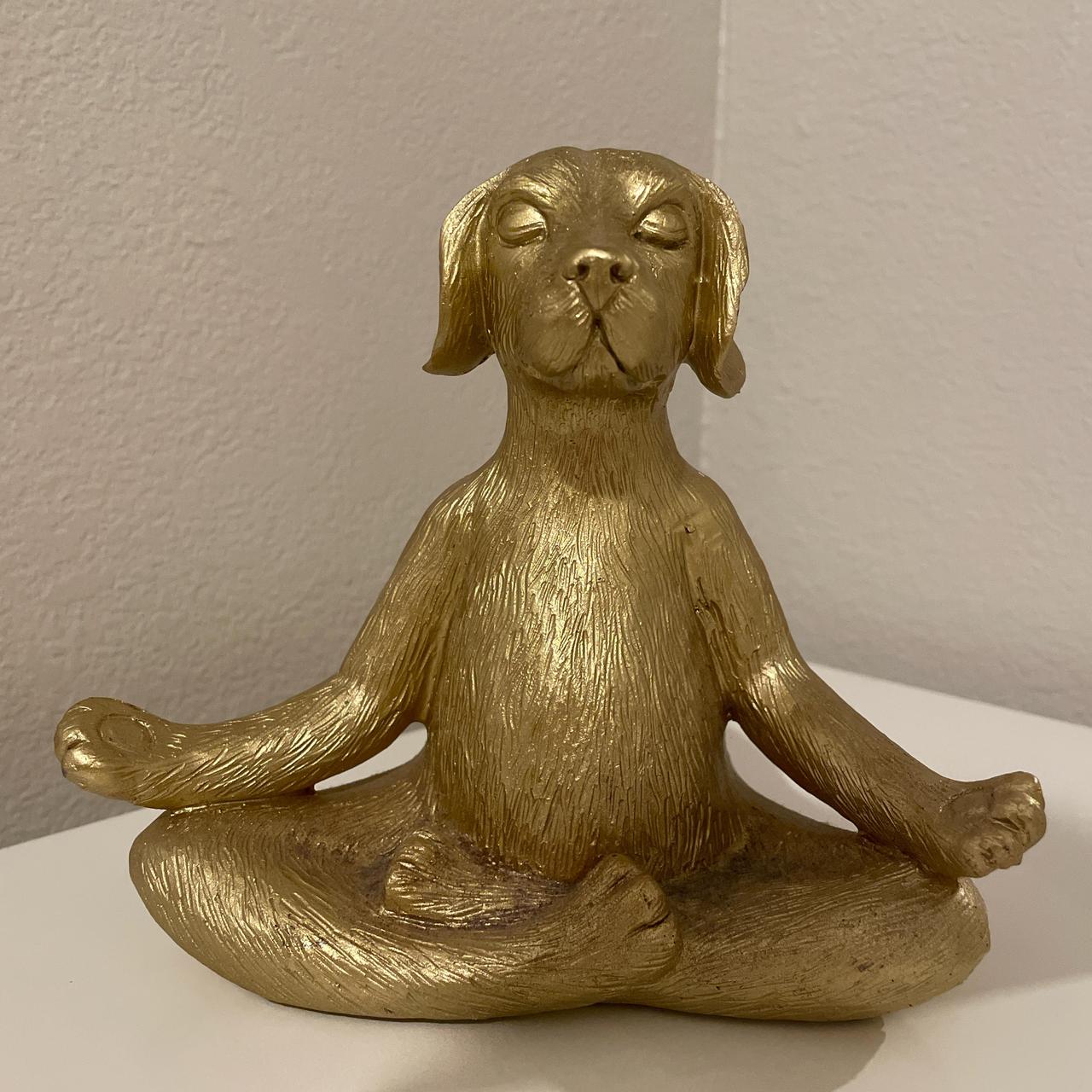 🌸Gold meditating dog, no damage fun decor. #gold #... - Depop
