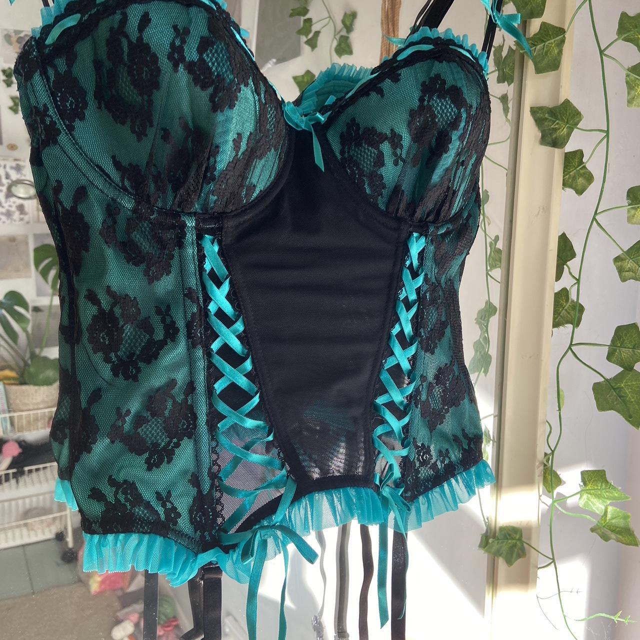 gorgeous y2k turquoise corset message me with any... - Depop