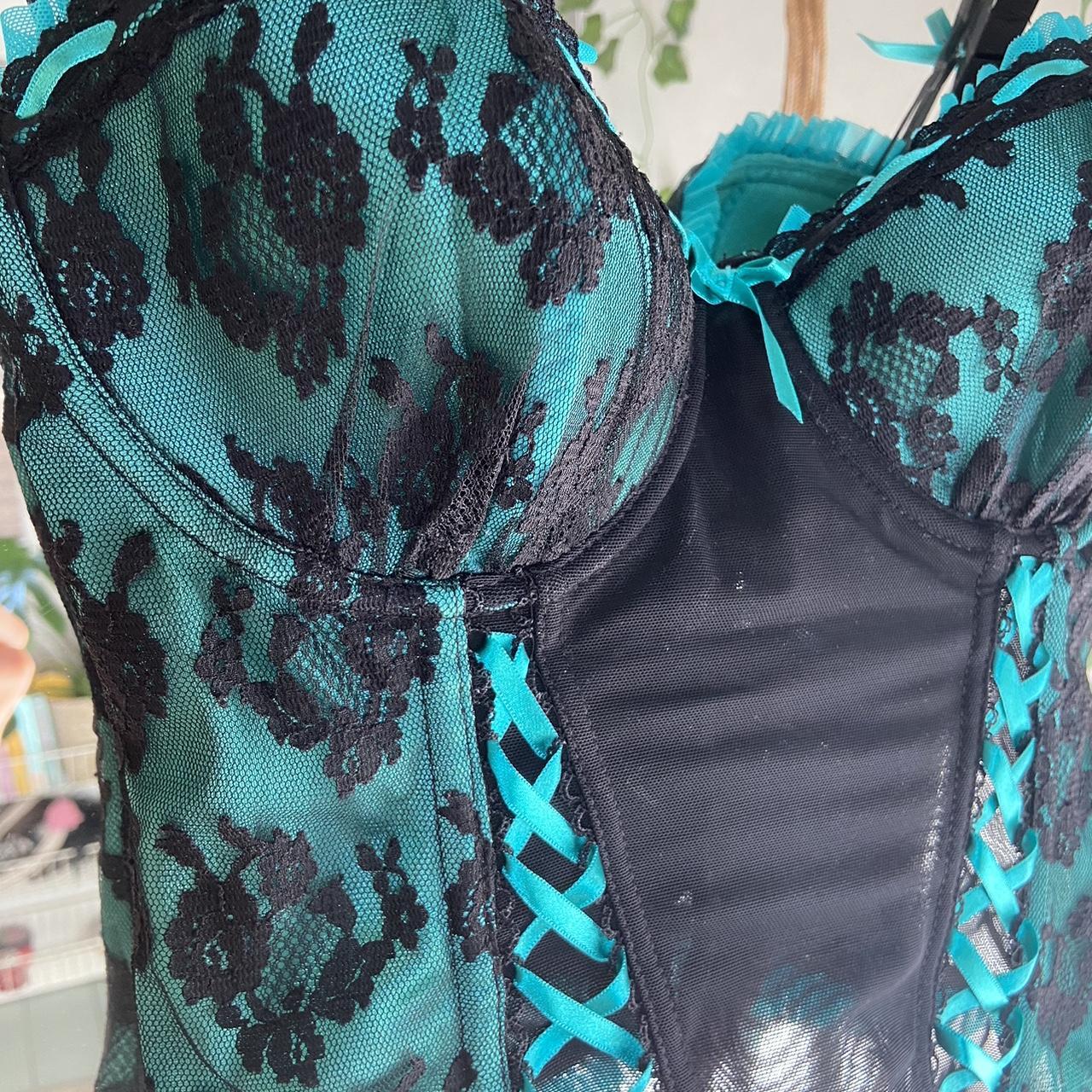 gorgeous y2k turquoise corset message me with any... - Depop