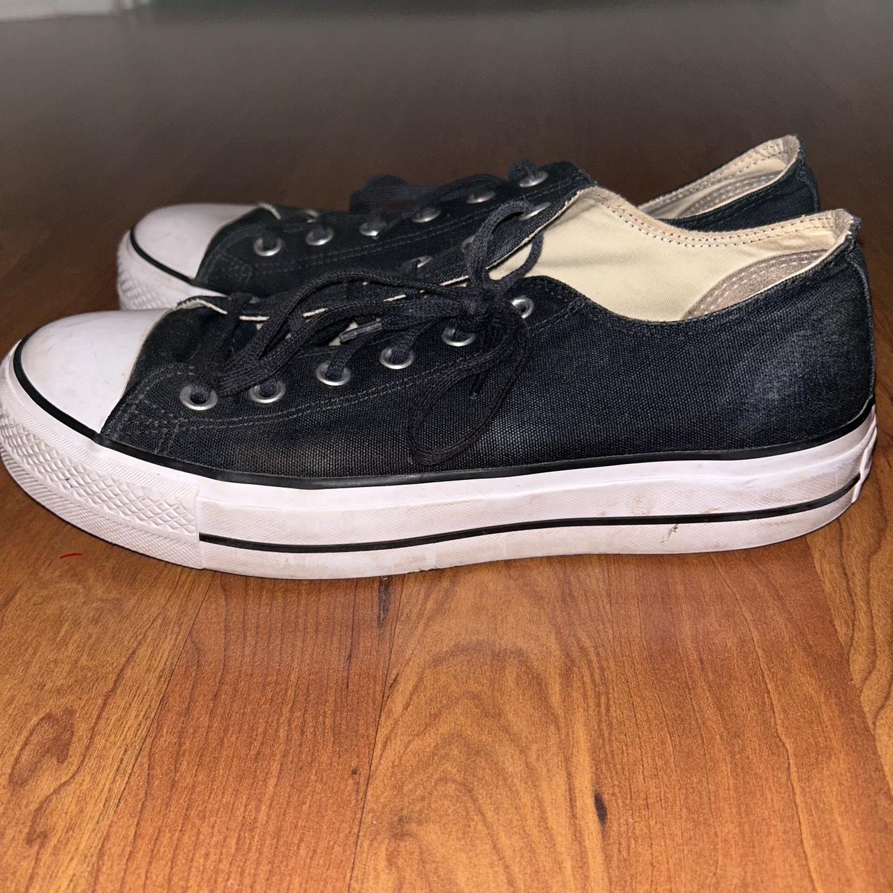 Low top platform black and white Converse. Size... - Depop