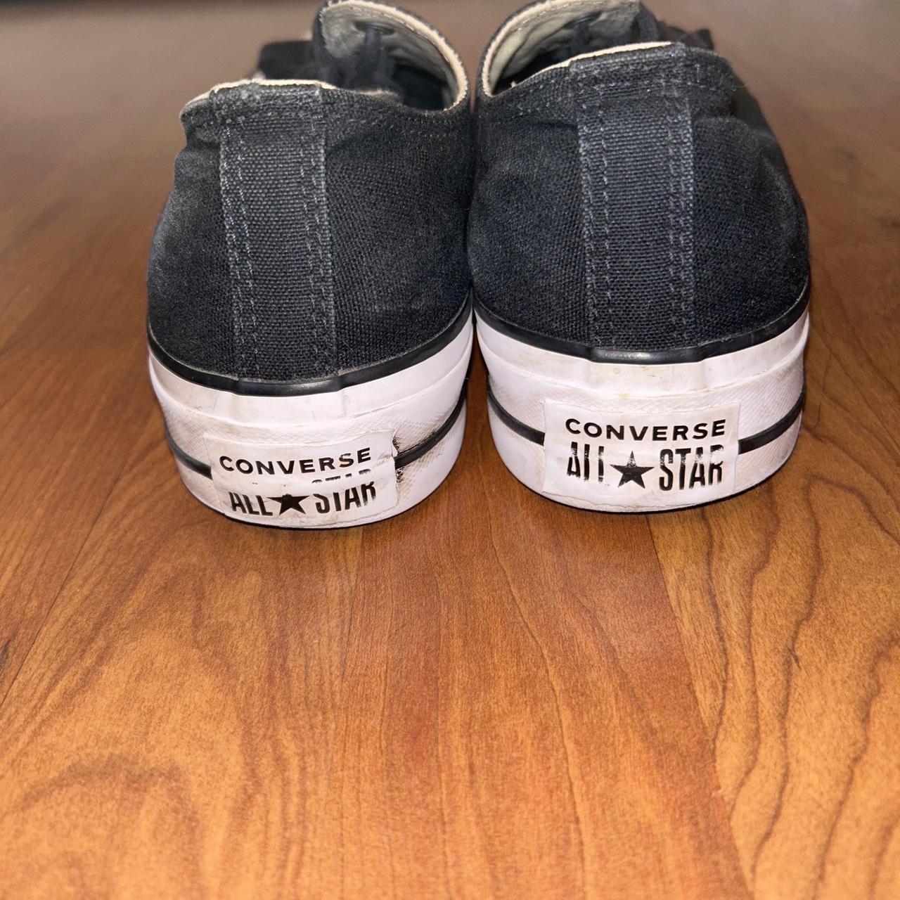 Low top platform black and white Converse. Size... - Depop