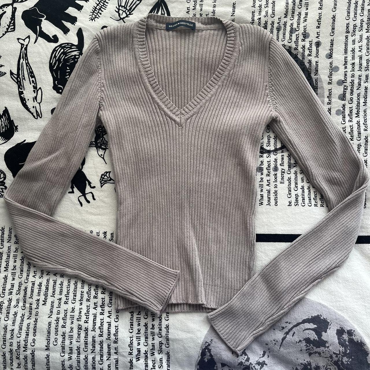 brandy melville sweater v-neck great condition... - Depop