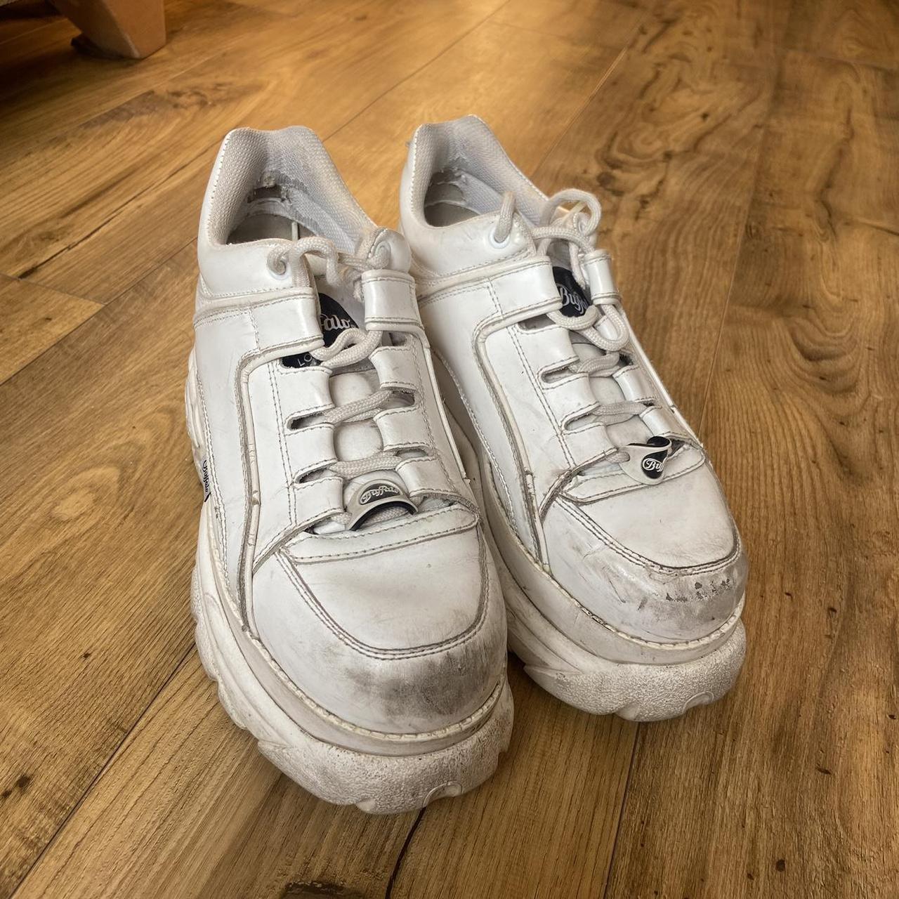 Buffalo London White Platform shoes, a few scuff... - Depop