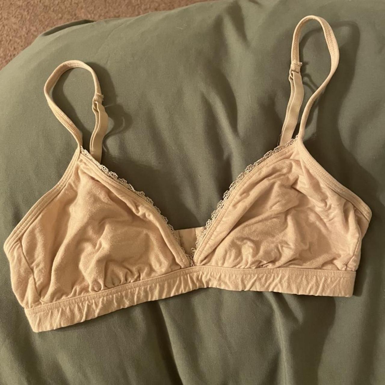 Reformation Women's Tan and Pink Bra | Depop