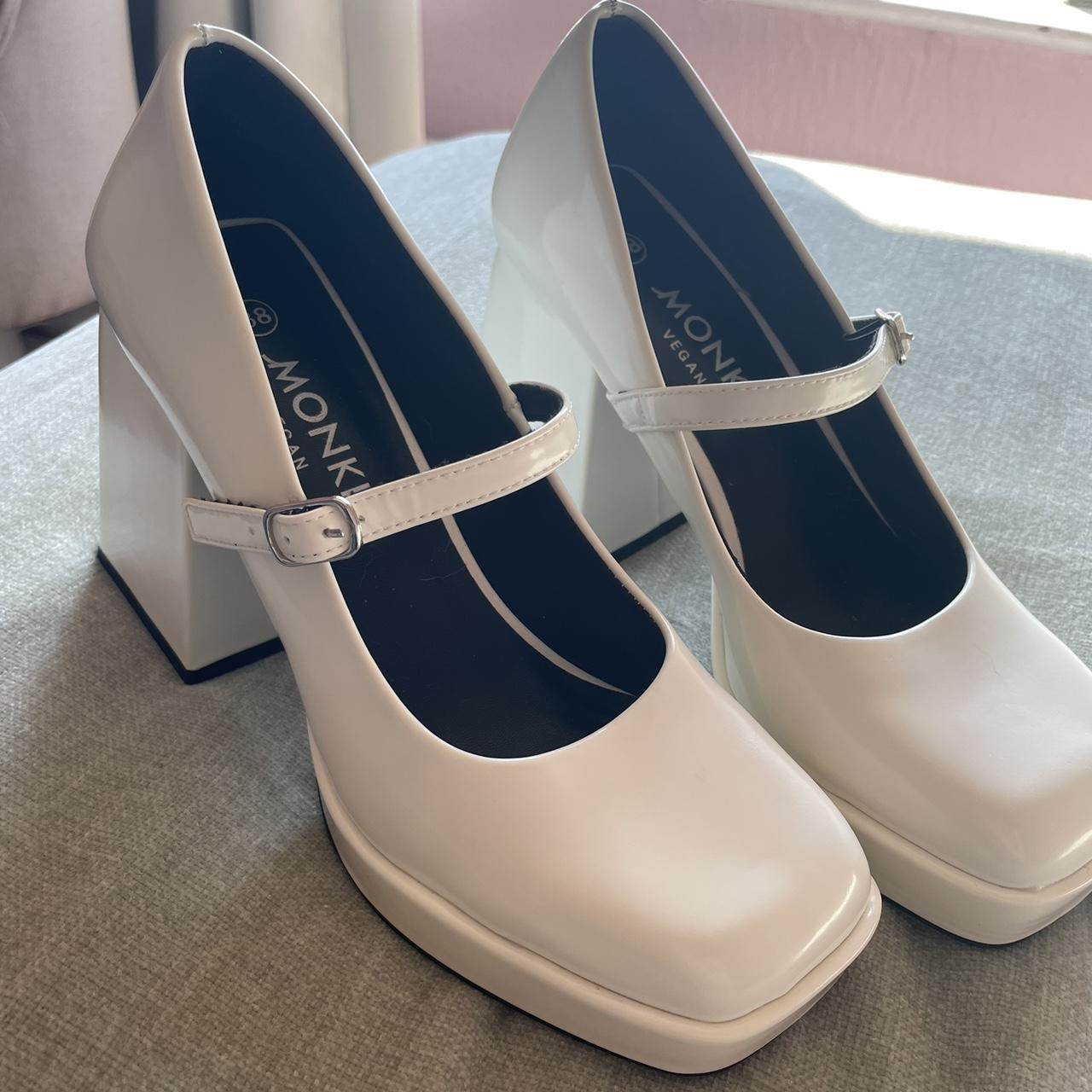 Monki white Mary Jane platform heels Size 5 (38),... - Depop