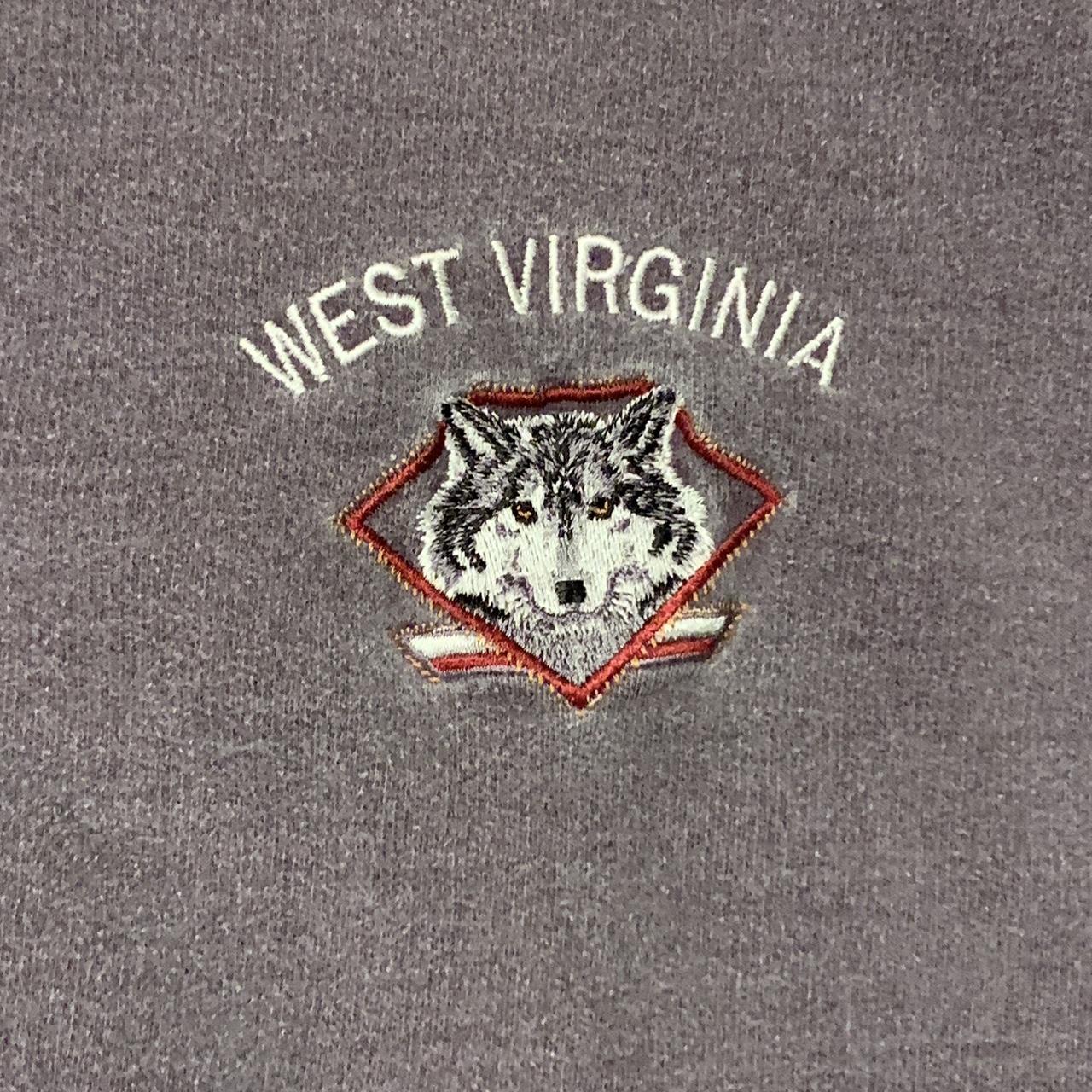 Vintage Y2K 80’s West Virginia Wolf Stitched... - Depop