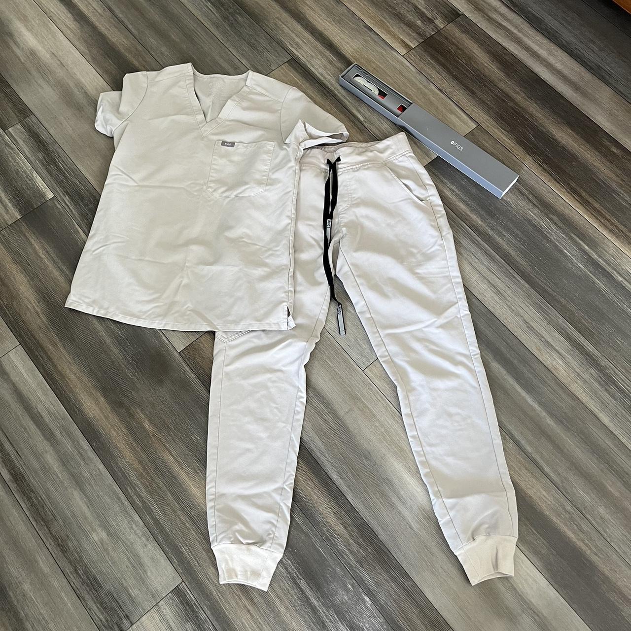 figs beige set with extra drawstrings. xs both. worn... - Depop