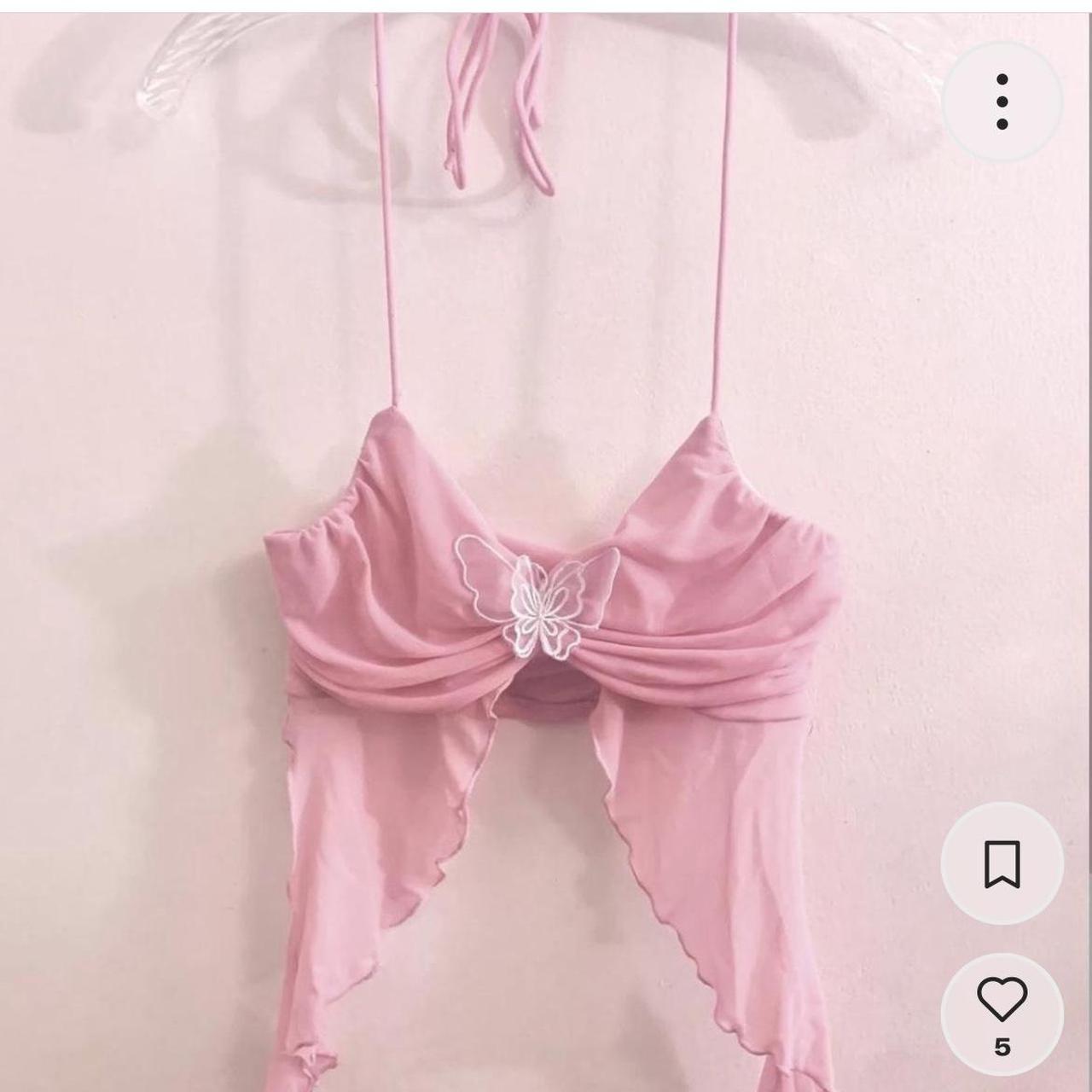 bundle for molly! pink butterfly top + white tube top - Depop