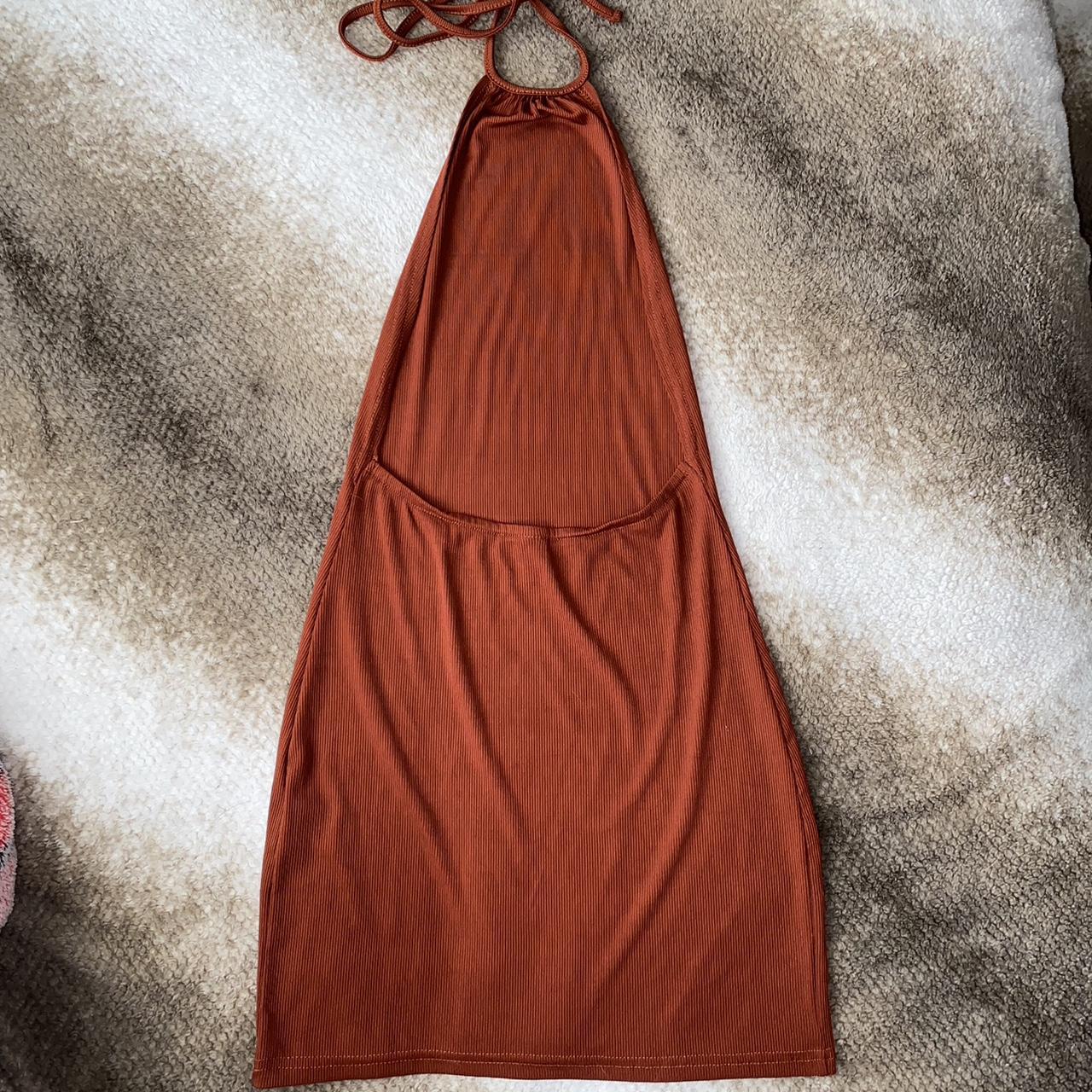 A Shein rust brown backless halter neck mini dress.... - Depop