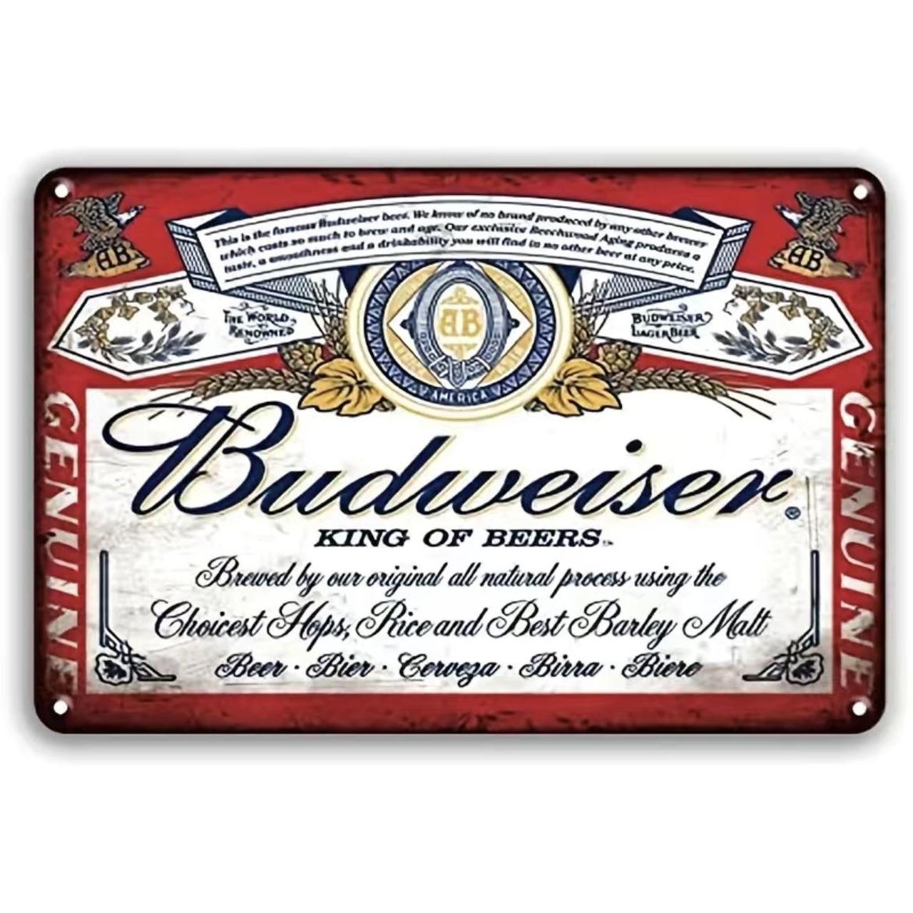 Metal Beer BUDWEISER Sign Vintage Style - Wall Decor... - Depop