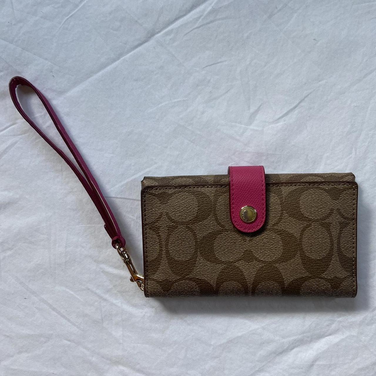 Pink and brown coach wallet! - In good condition! -... - Depop