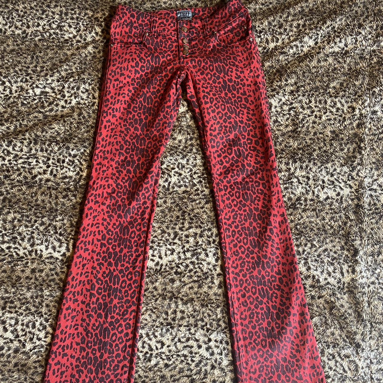 Tripp NYC red leopard jeans. Total rock star pants.... - Depop