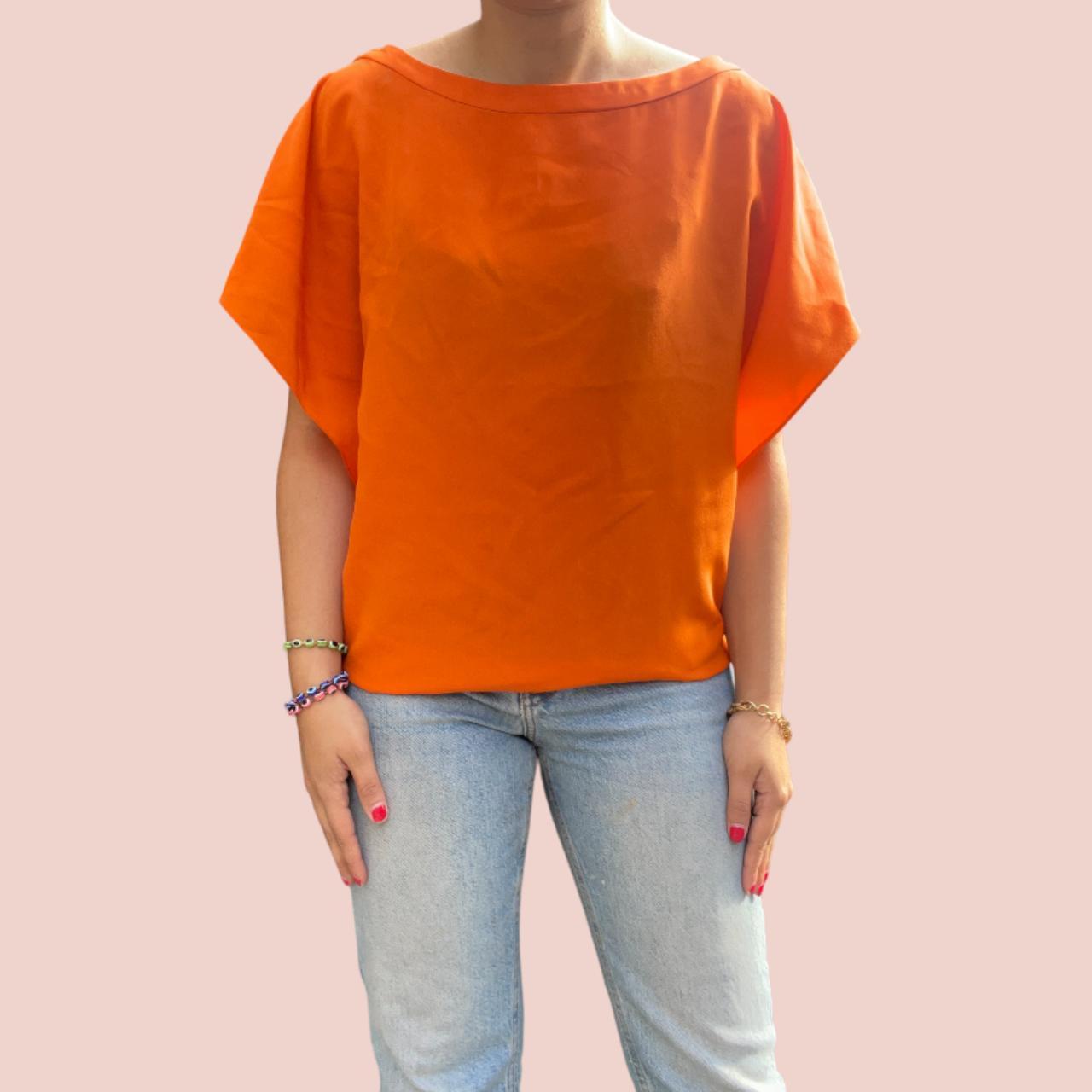 Joseph bright orange crepe silk oversized... - Depop