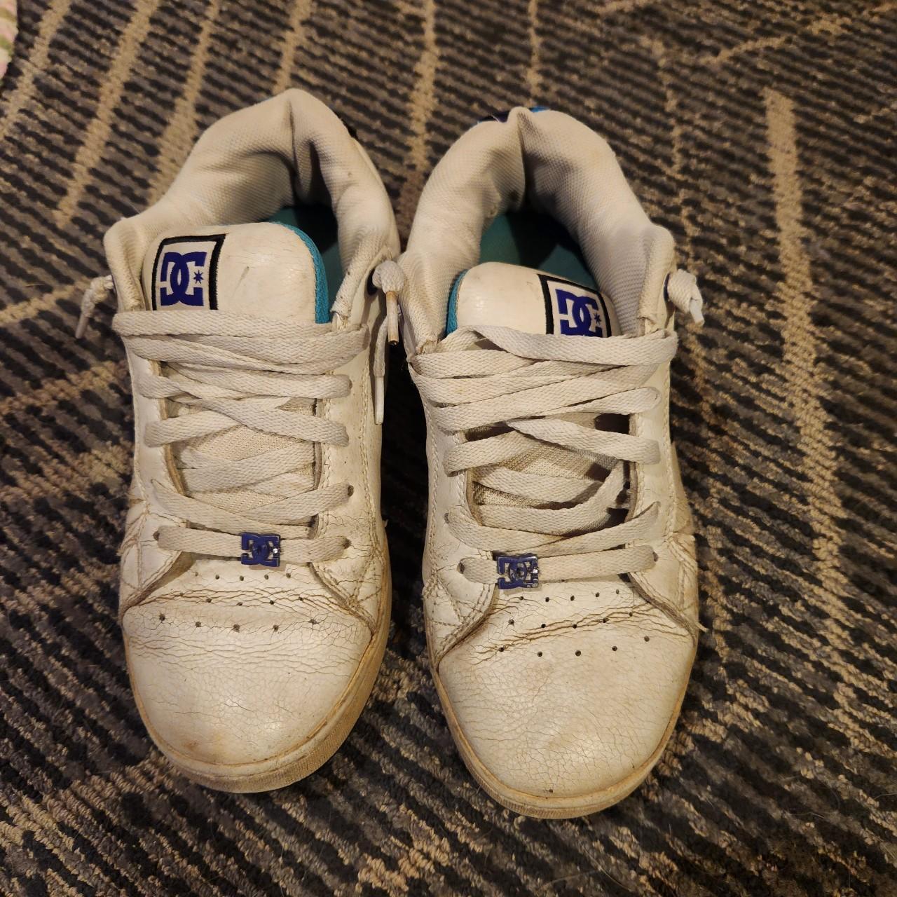 2000s beat up DC court graffik low tops. White with... - Depop