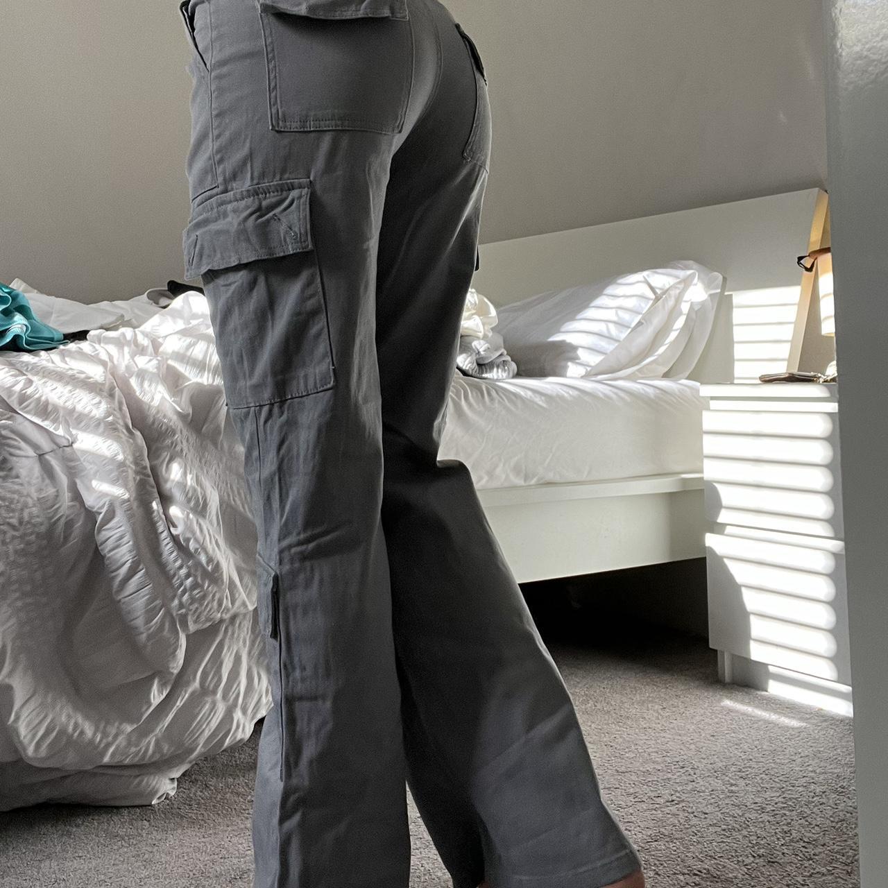 Cutest dark grey cargos so flattering , tight on the... - Depop