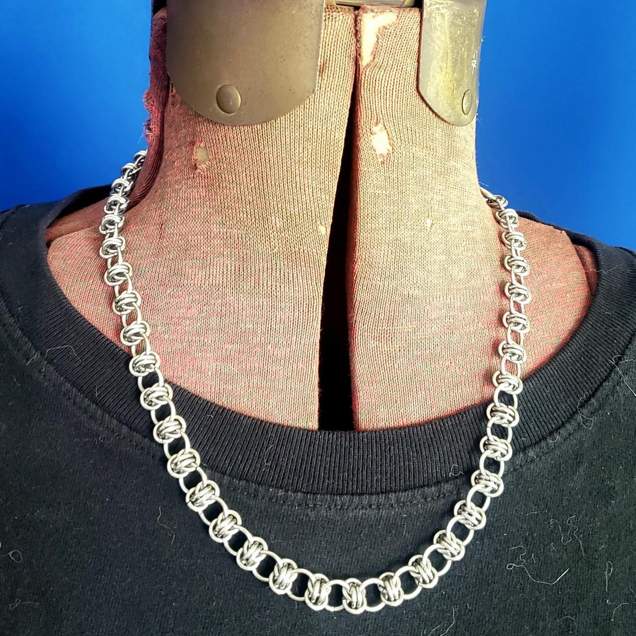 Chainmail stainless steel barrel weave chain... - Depop