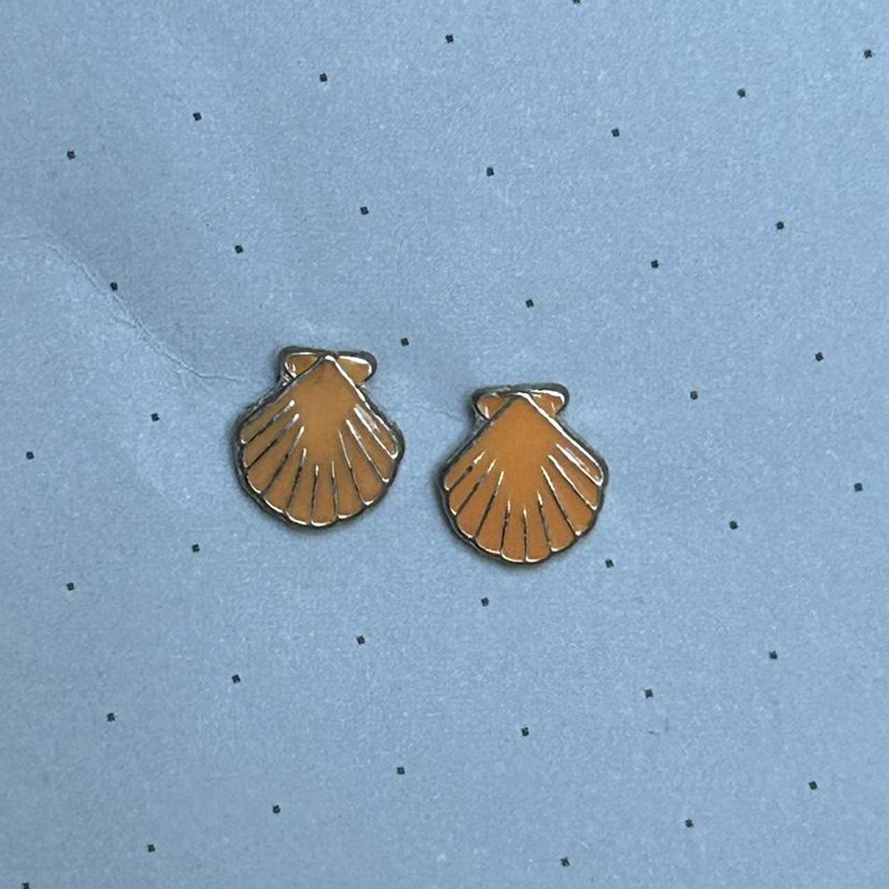 Orange seashell studs Orange seashell stud... - Depop