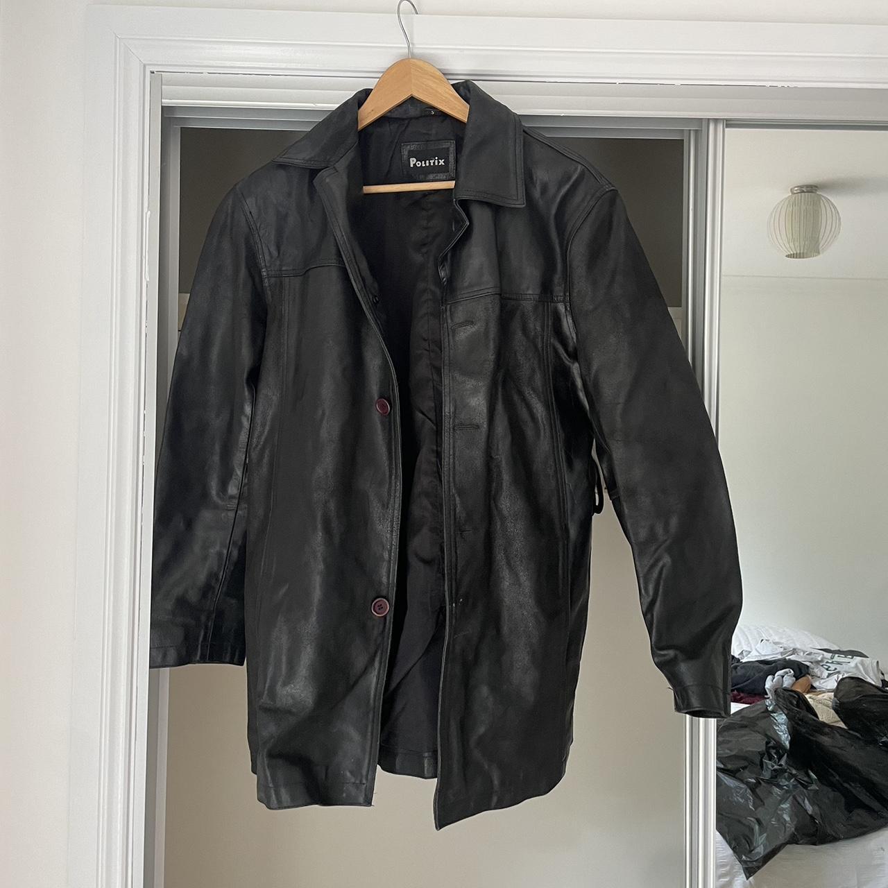 Poltrix vintage leather jacket in black. Slightly... - Depop