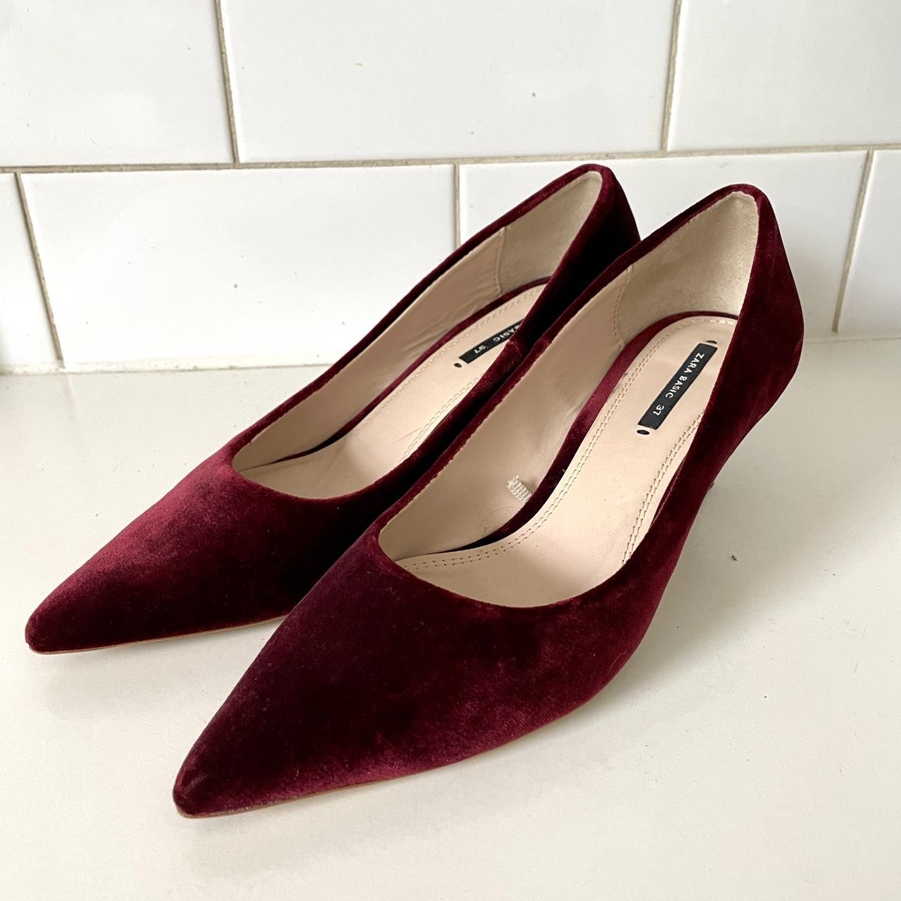 Zara Women's Burgundy Footwear | Depop