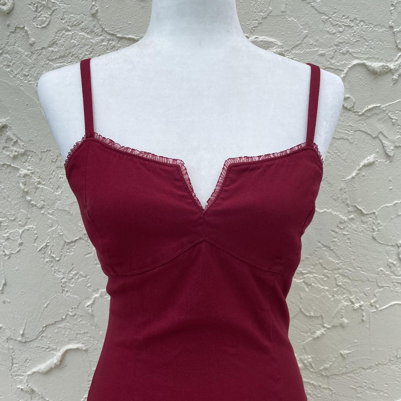 Express Women's Red and Burgundy Dress | Depop