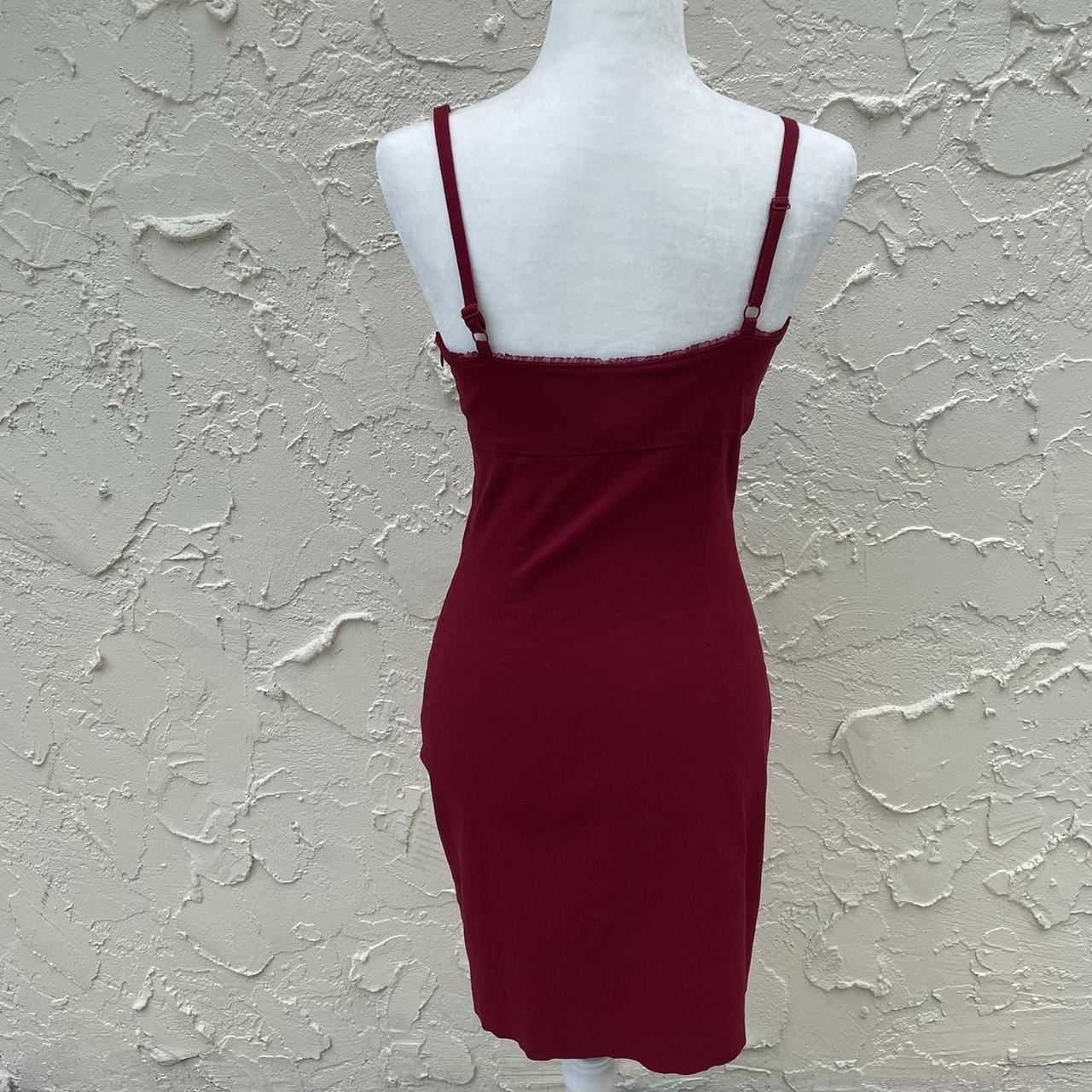 Express Women's Red and Burgundy Dress | Depop
