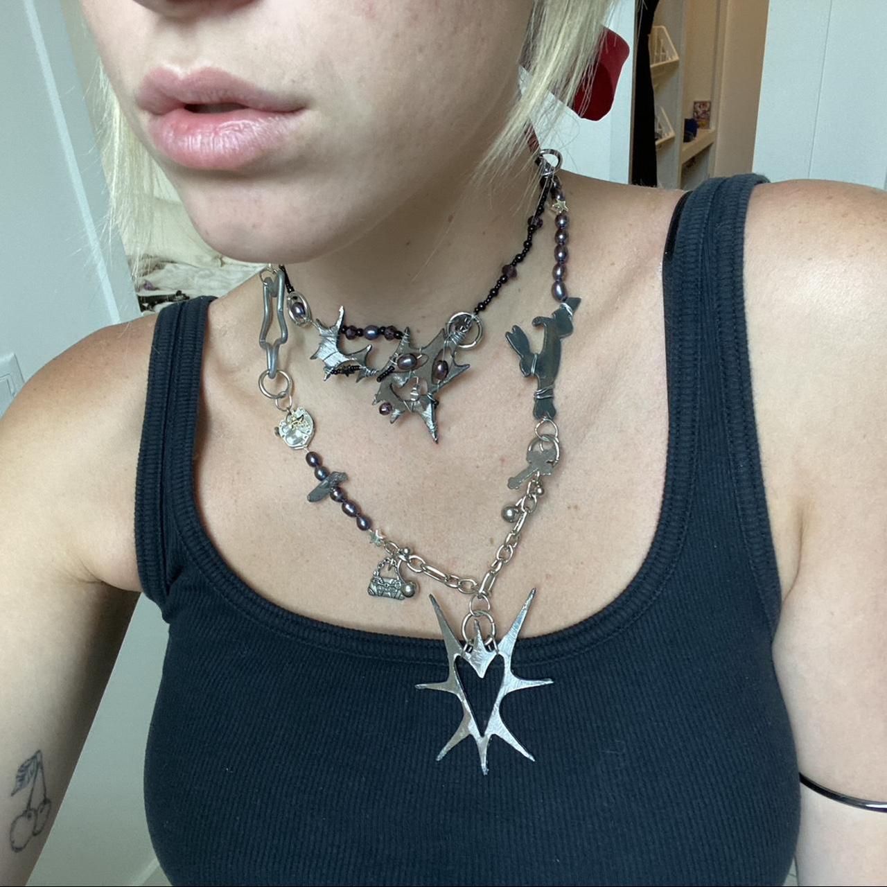 WHITE RABBIT CHAIN - LIZZIPOTTS.COM heart and bunny... - Depop