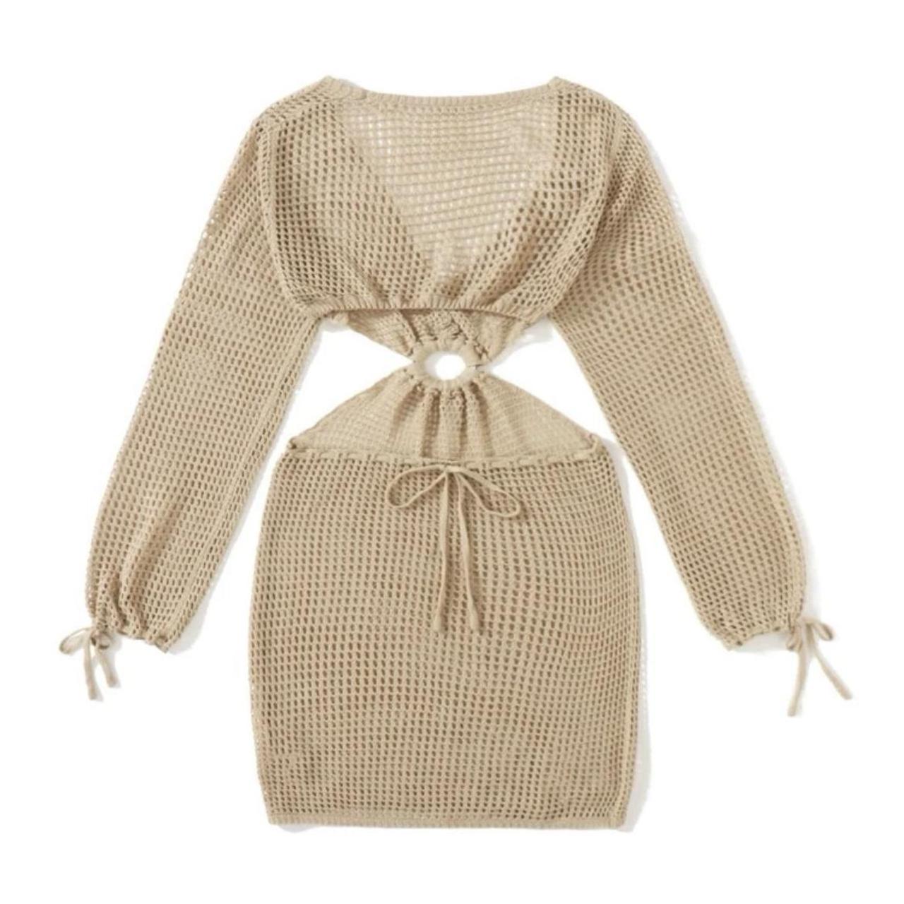 Beach cover up tan knitted Size small So... - Depop