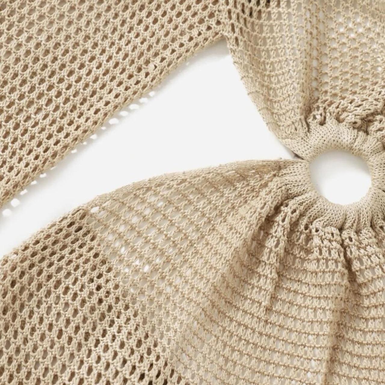 Beach cover up tan knitted Size small So... - Depop