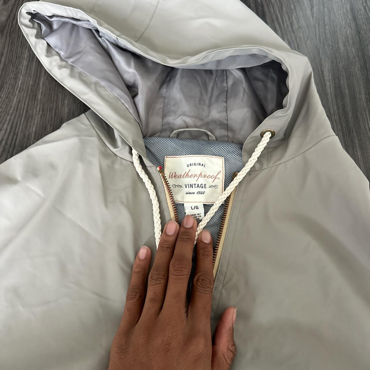 light grey rain jacket! perfect condition size... - Depop