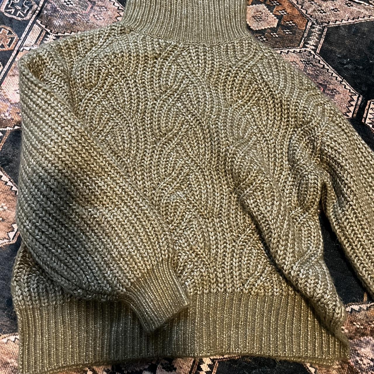Chunky green turtleneck sweater - Depop