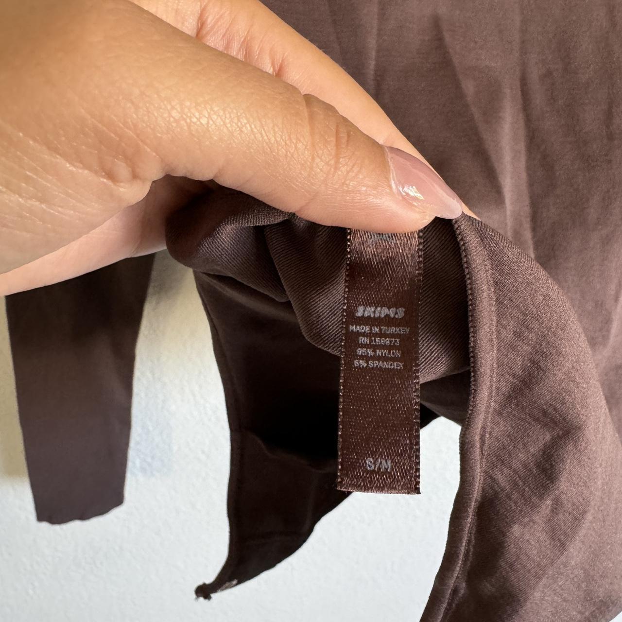 skims brown turtleneck bodysuit with long sleeves... - Depop