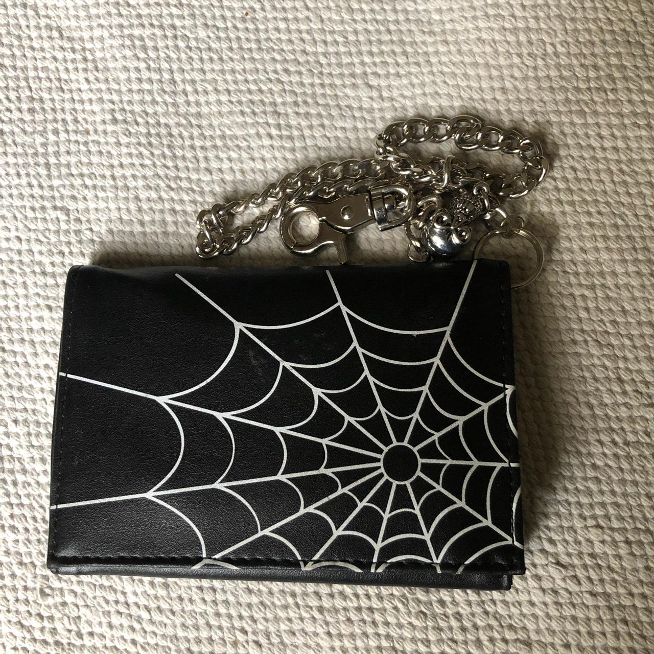 Spiderweb wallet with chain New velcro... - Depop
