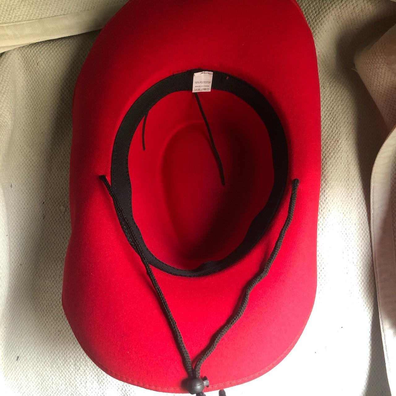 Cowboy hat red New with bendable rim metal Studded... - Depop