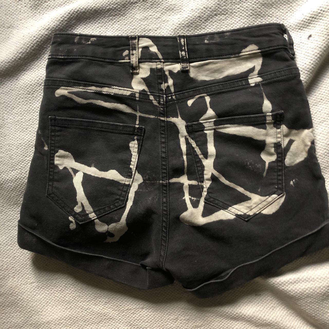 Bleach stretch denim repurposed shorts UK 8 XS waist... - Depop