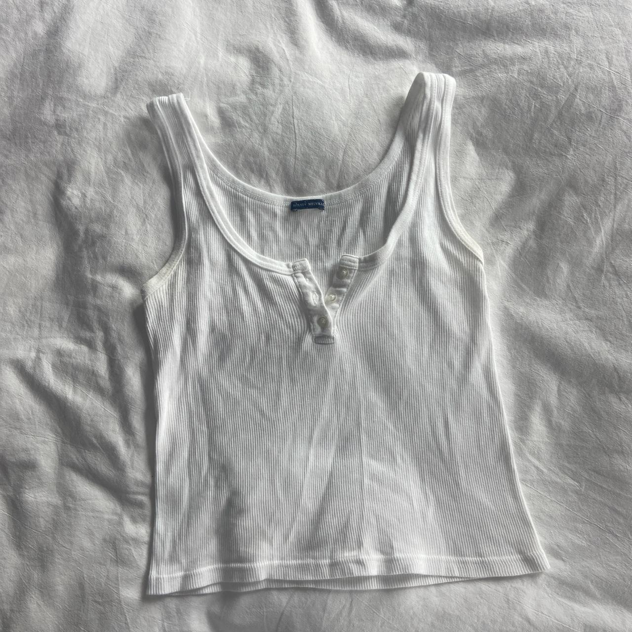 brandy melville white button tank top size xs/small - Depop