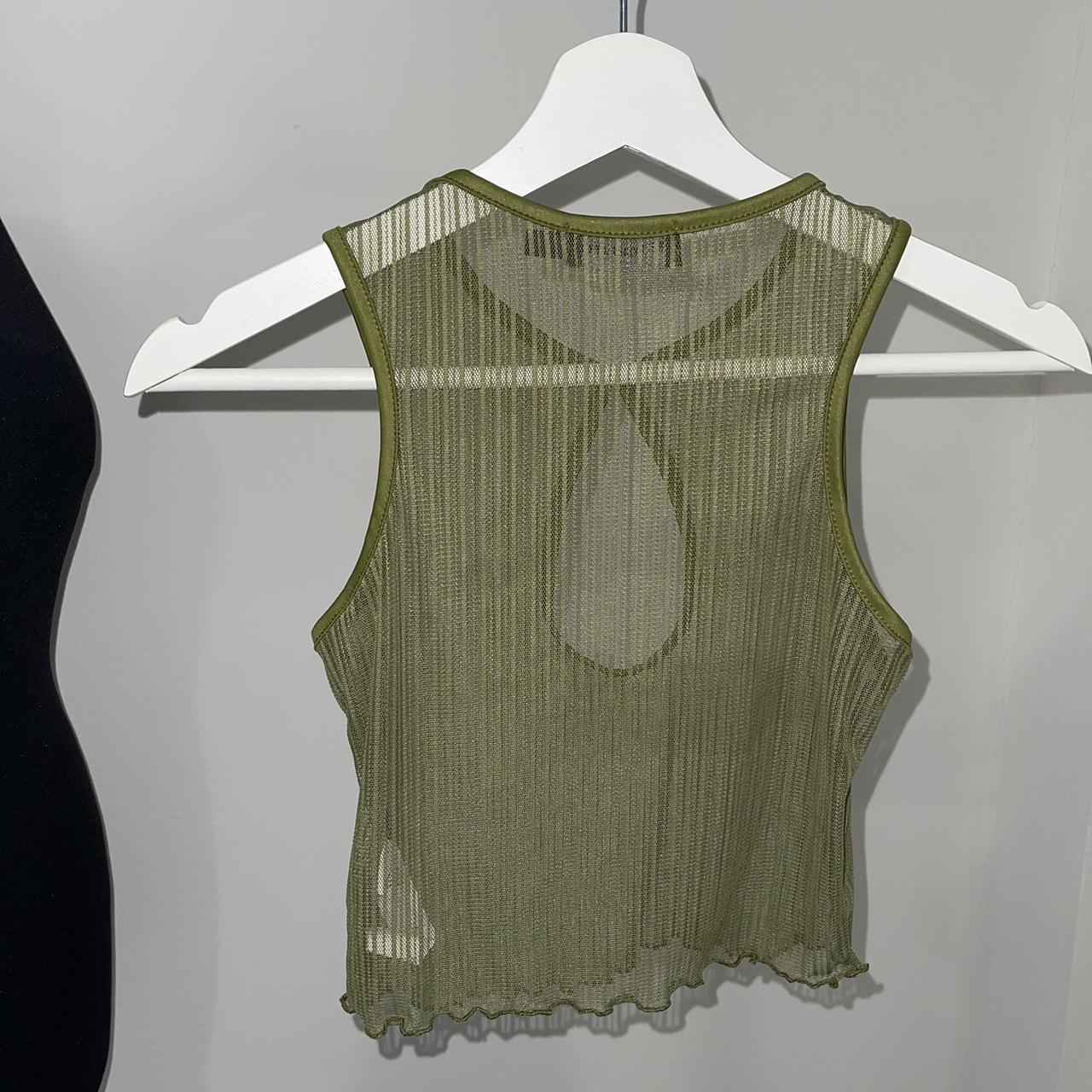 Plt green sheer crop top with cut out... - Depop