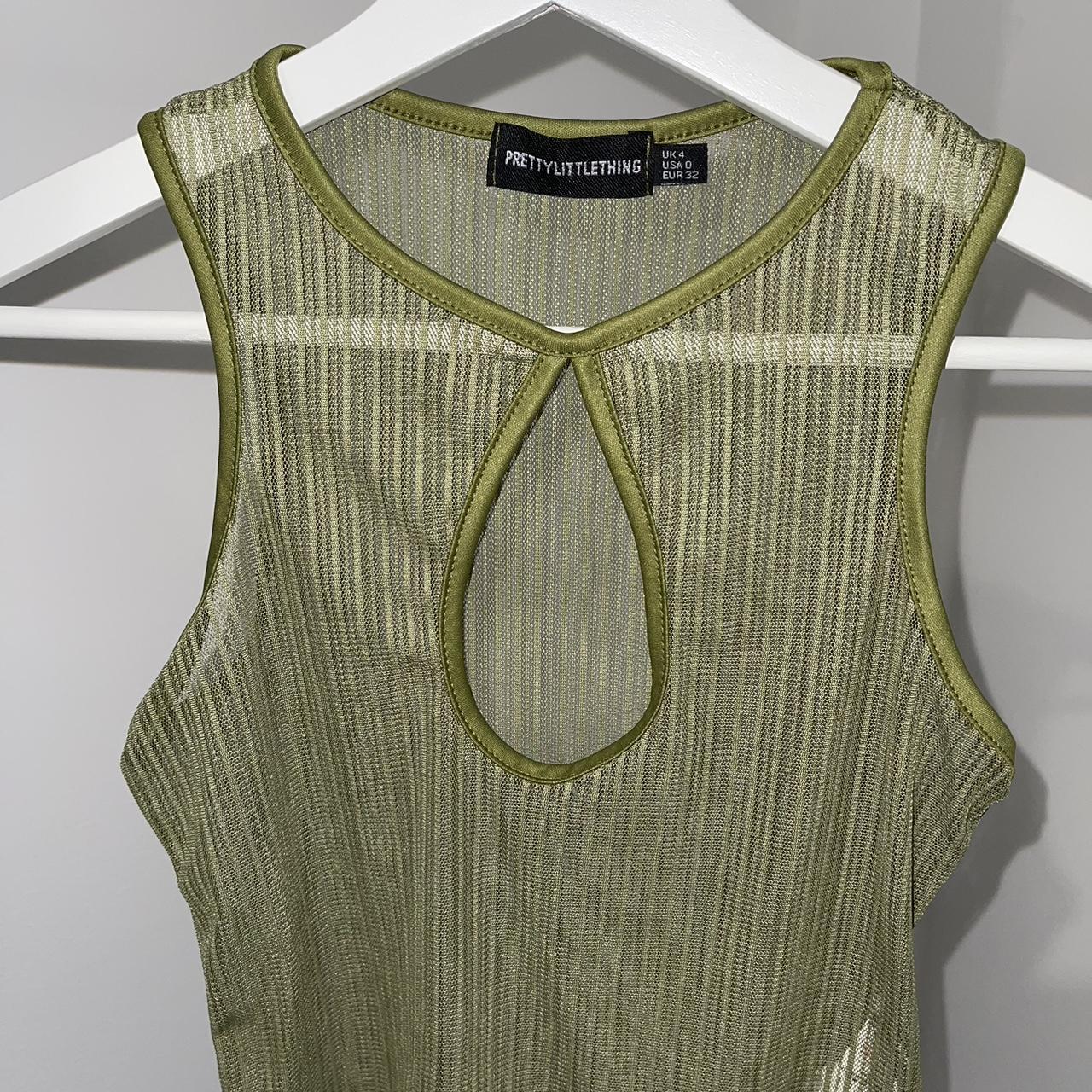 Plt green sheer crop top with cut out... - Depop