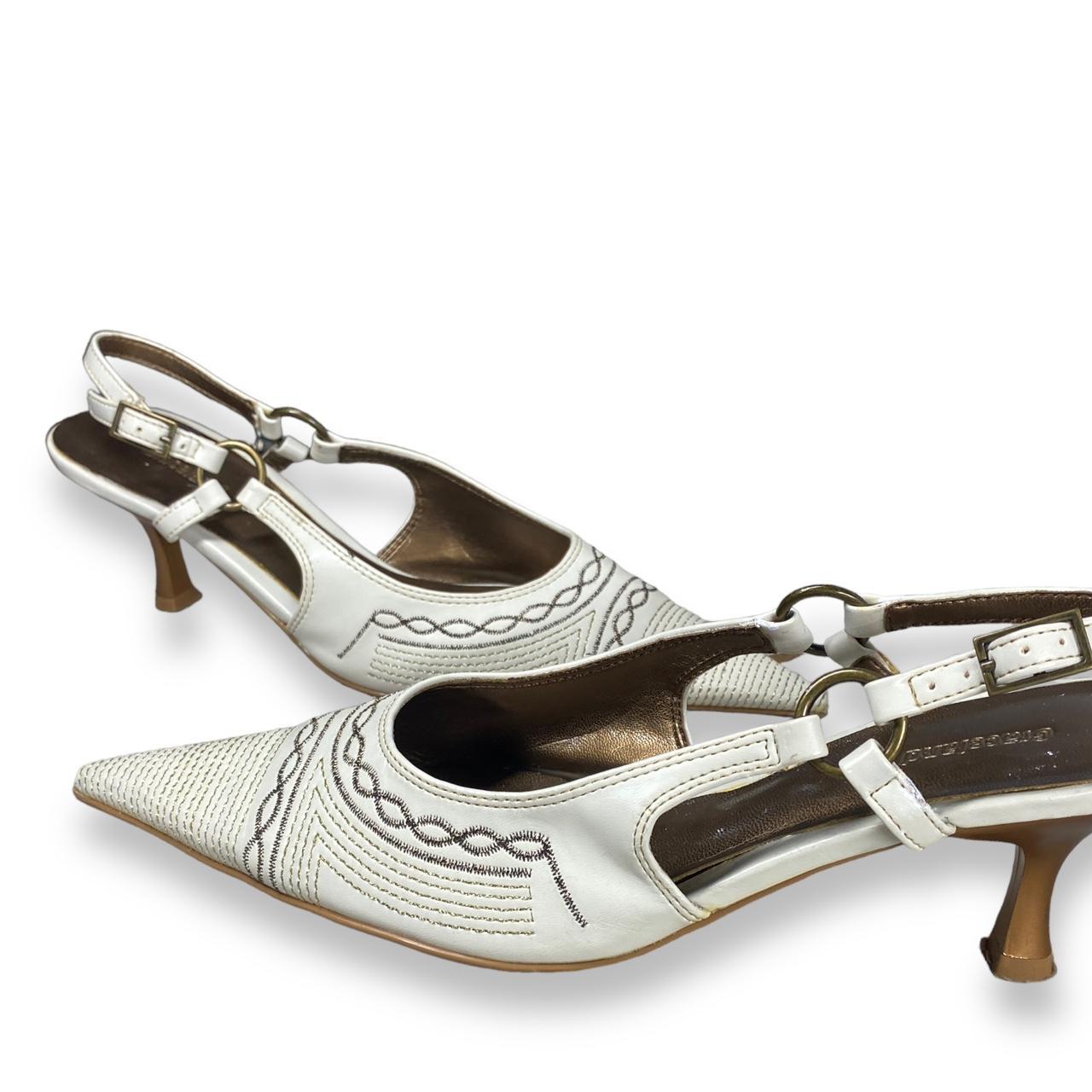 Vintage kitten heel bondage mules/sling-Pumps in... - Depop