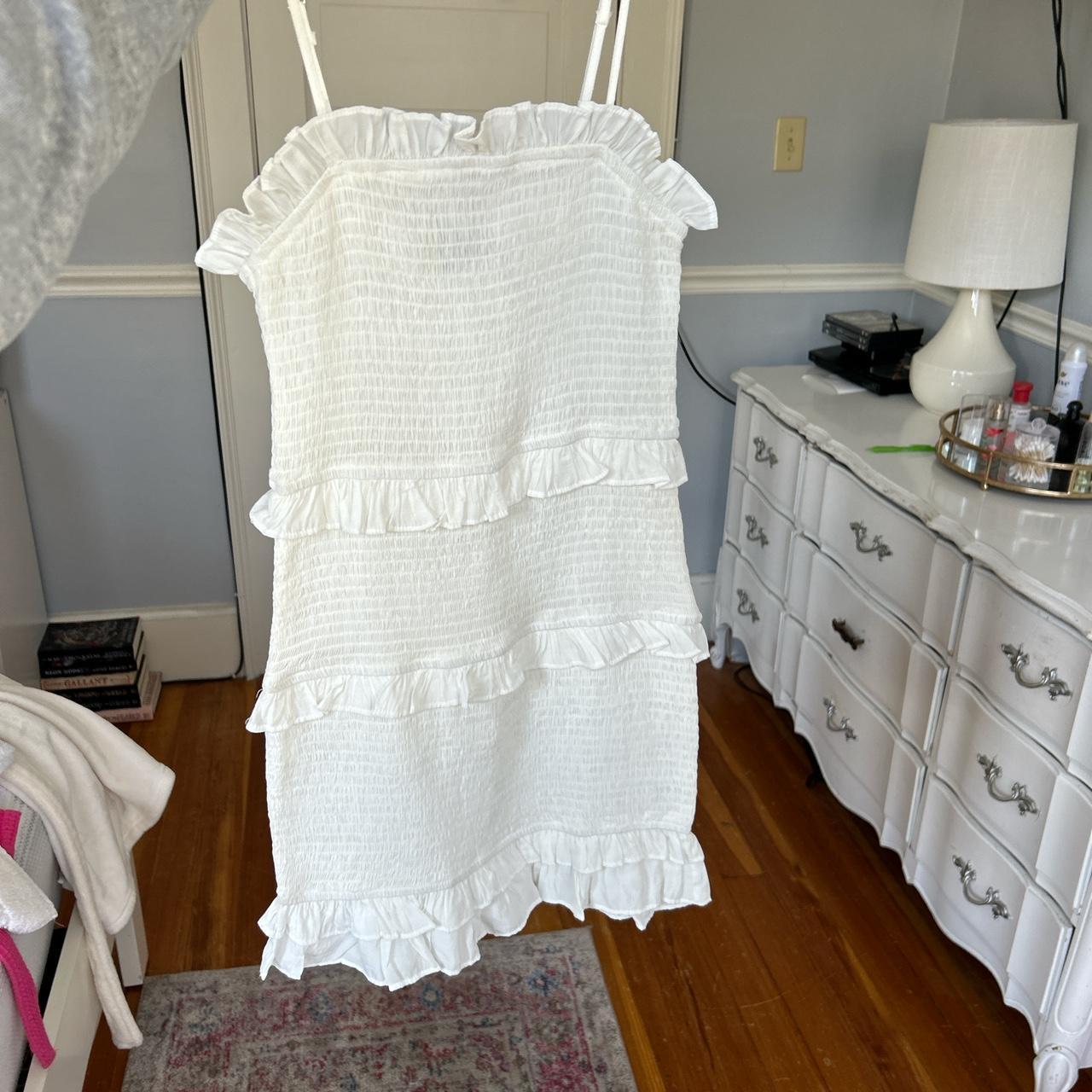 White sundress with ruffles, has never been worn and... - Depop