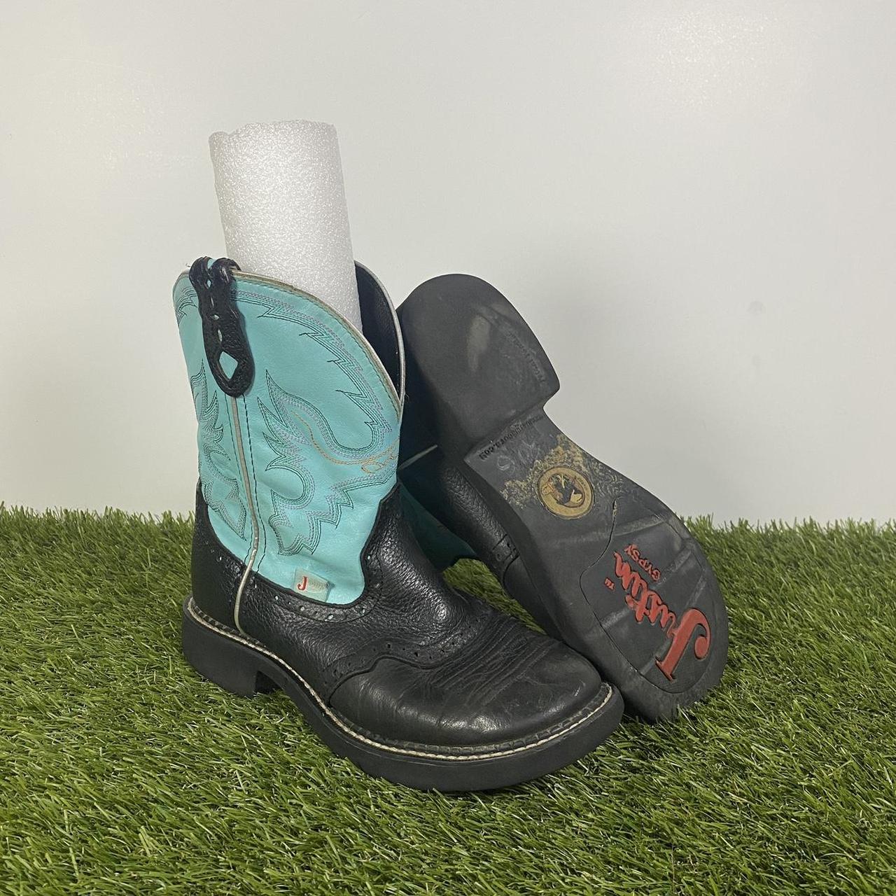 Justin Gypsy Cowboy Boots Black & turquoise leather... - Depop
