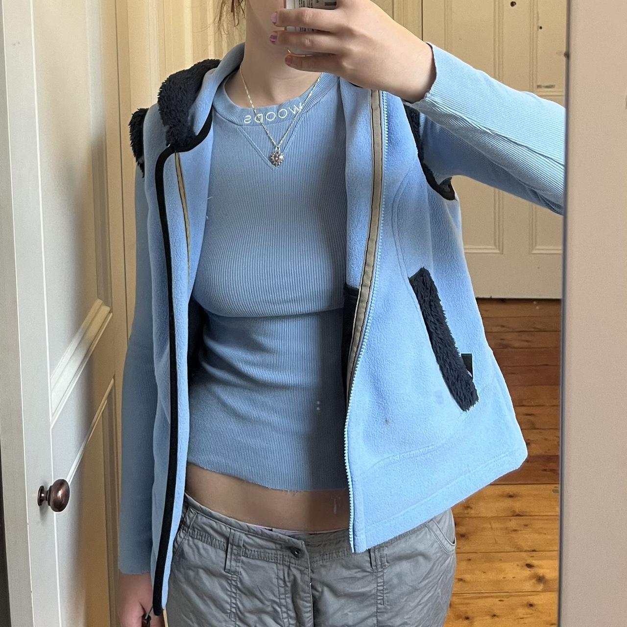 super cute fleece vest with fluffy hood and shoulder... - Depop