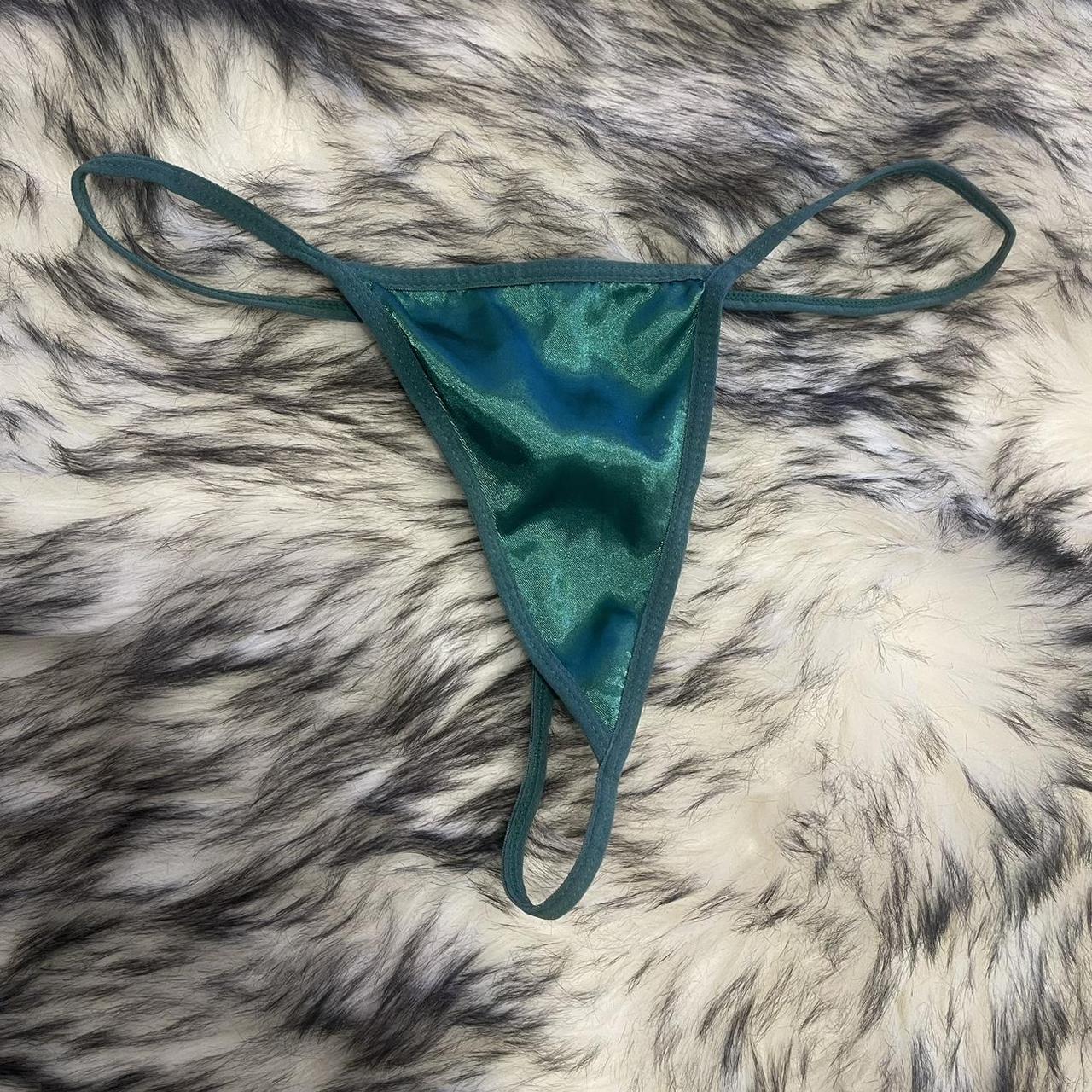 Satin green g string! Previously owned/worn by me... - Depop